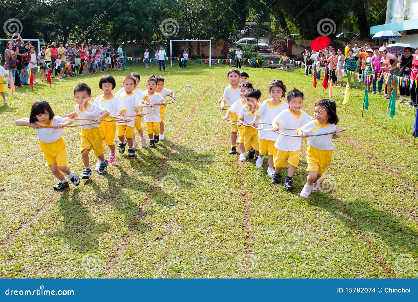 Kids Playing Teamwork Racing Editorial Stock Image - Image of green ...