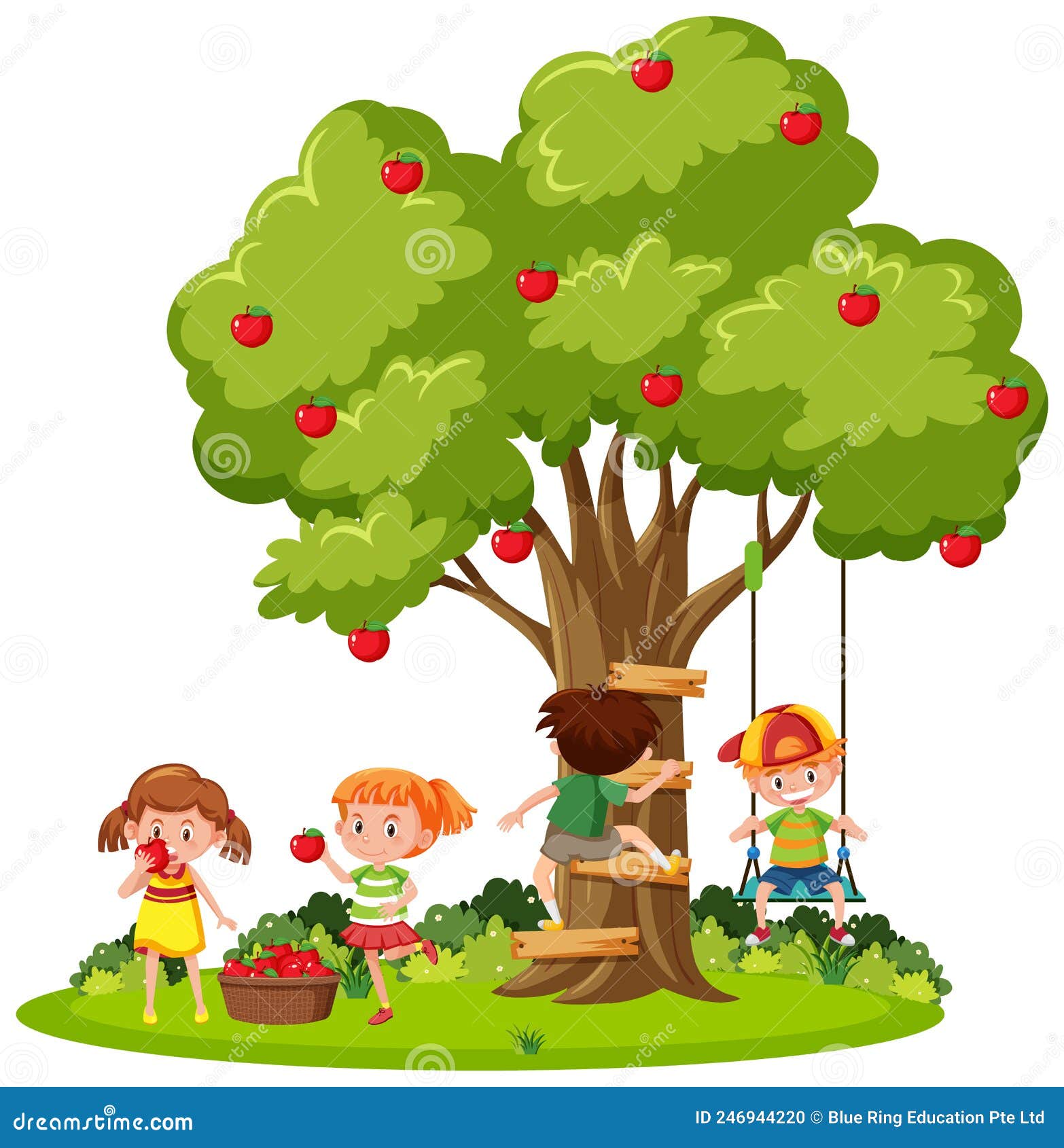 Kids Playing Under the Tree Stock Vector - Illustration of human ...