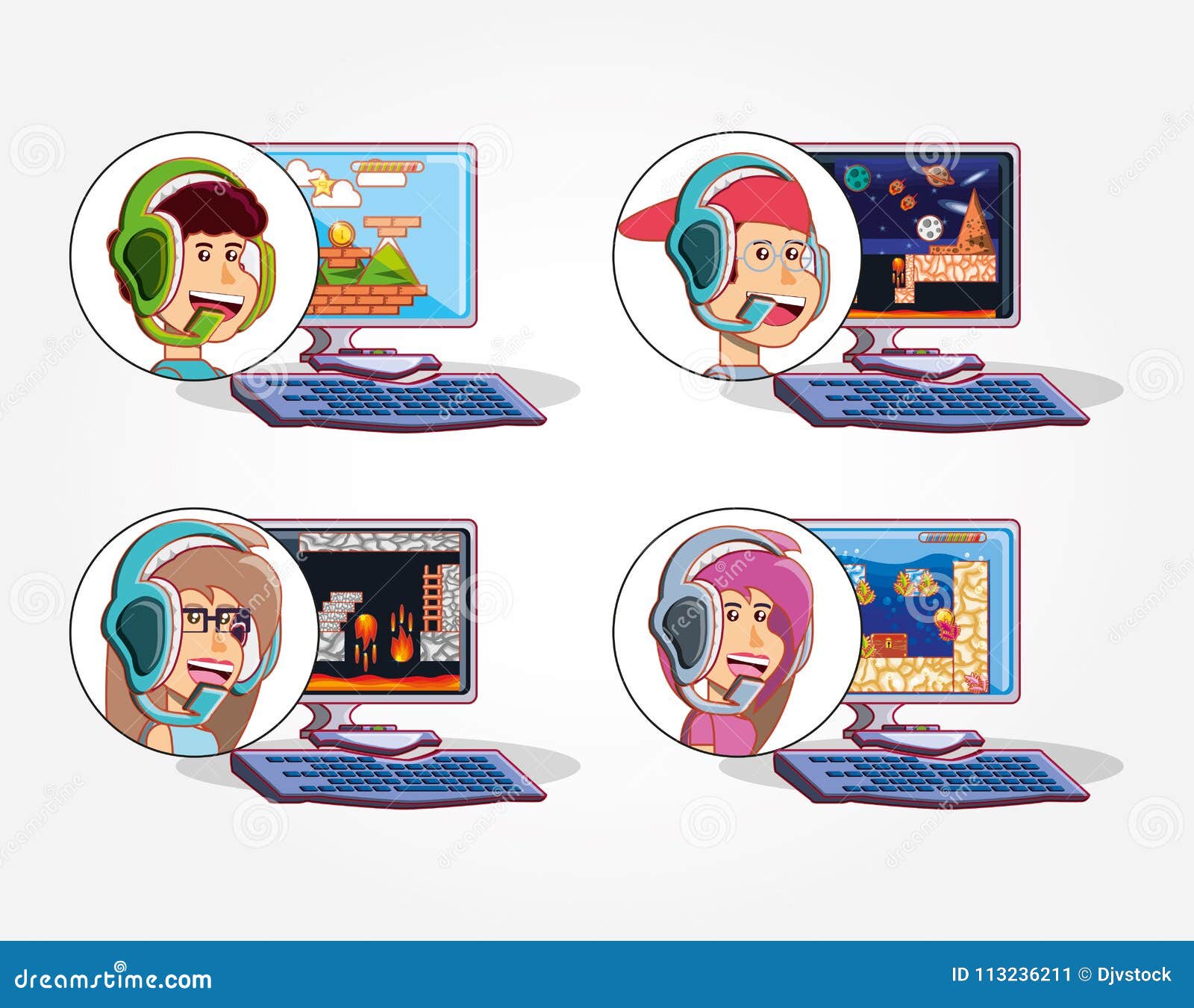 Kids Playing with Video Game Console Stock Vector - Illustration of ...