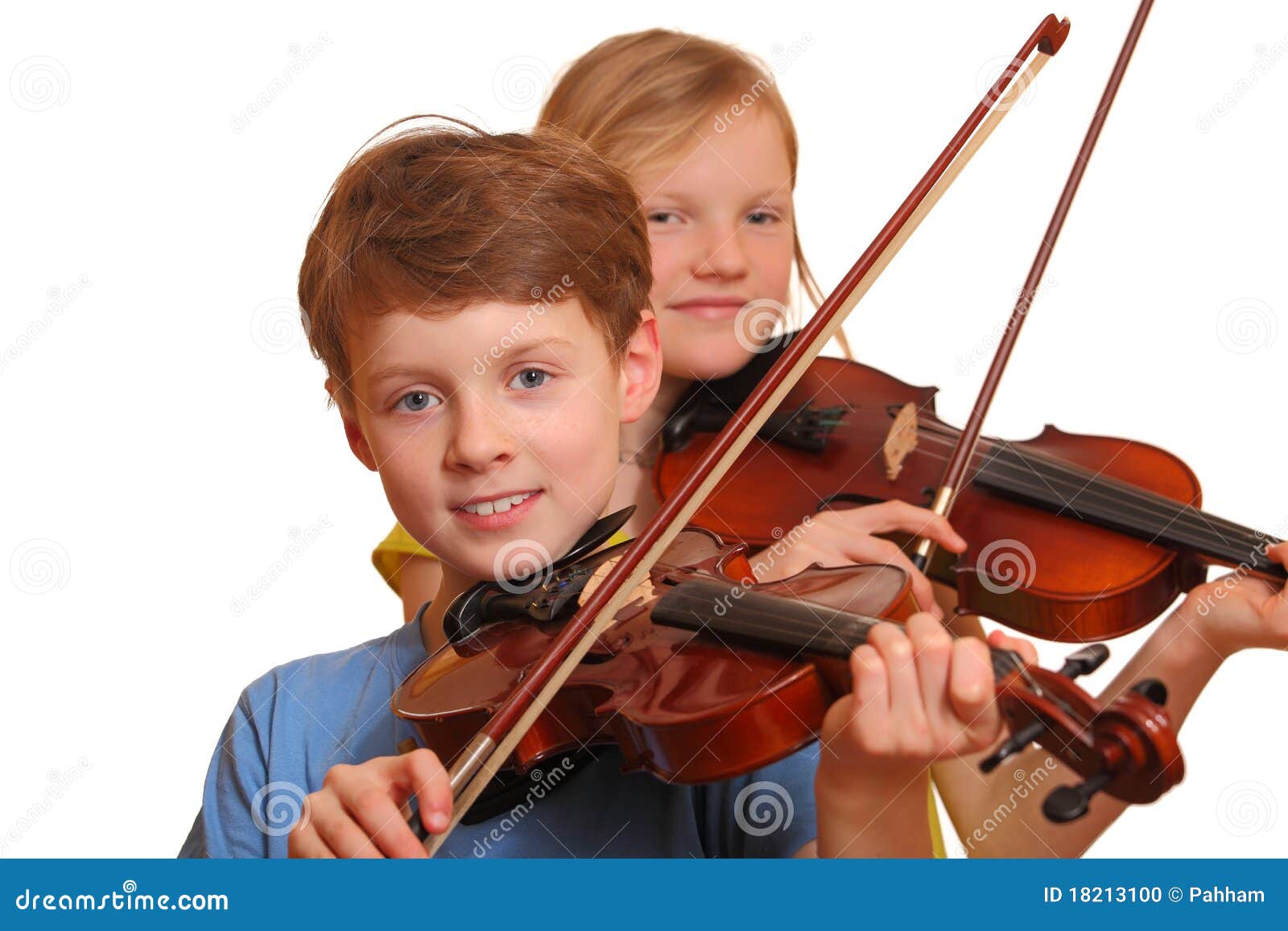 Kids playing violin stock photo. Image of education, isolated - 18213100