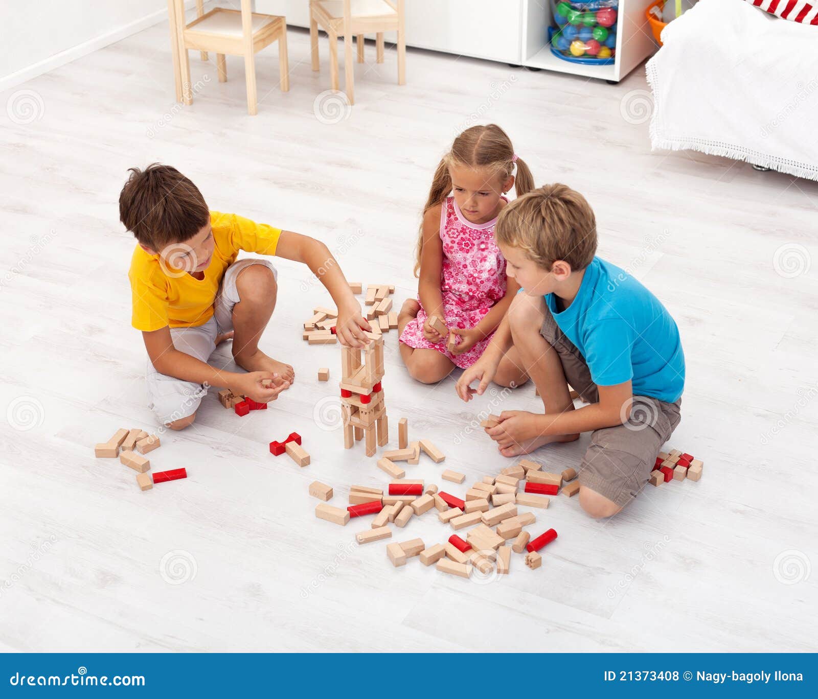 Kids Playing with Wooden Blocks Stock Photo - Image of brick, colorful ...