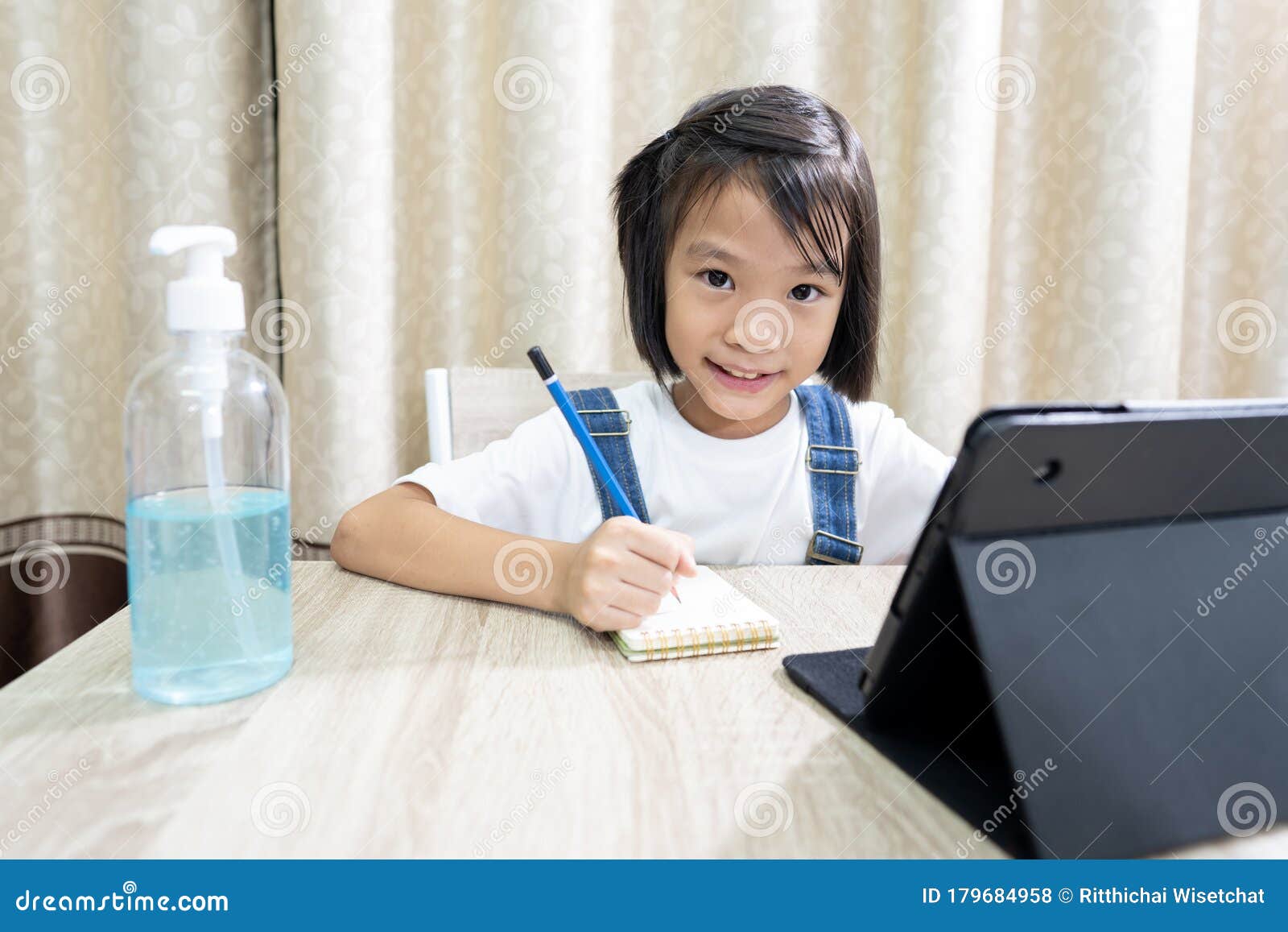 Kids Playing and Writing Knowledge on Notebook and Stay at Home Stock ...
