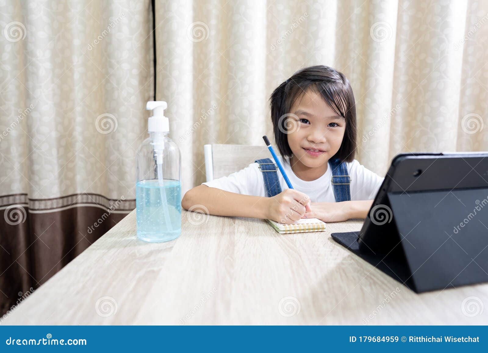 Kids Playing and Writing Knowledge on Notebook and Stay at Home Stock ...