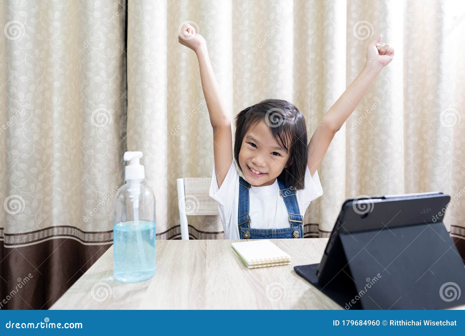 Kids Playing and Writing Knowledge on Notebook and Stay at Home Stock ...