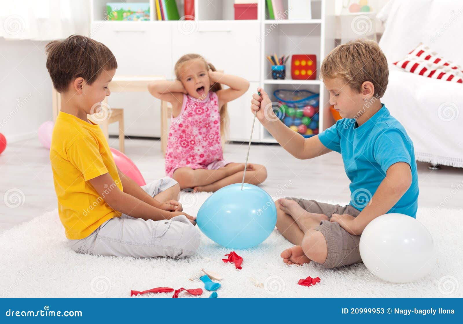 Kids popping balloons stock image. Image of color, balloon - 20999953