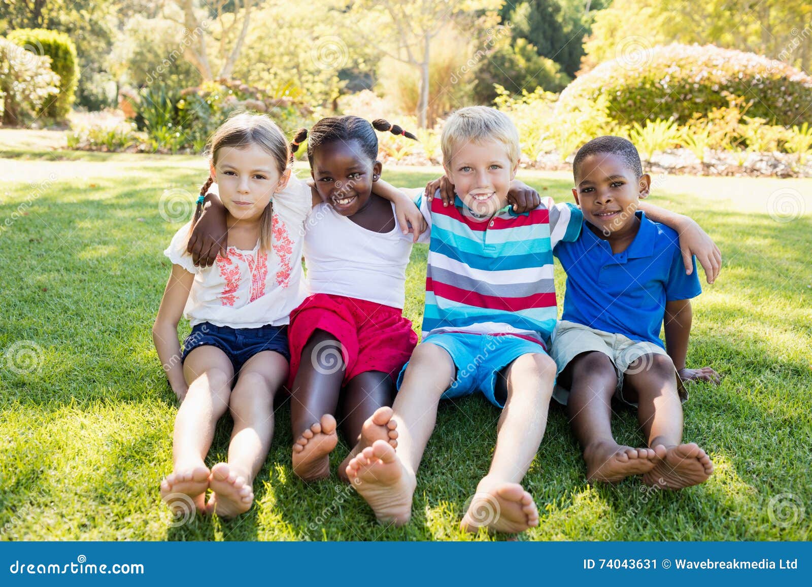 Kids Posing Together during a Sunny Day at Camera Stock Image - Image ...