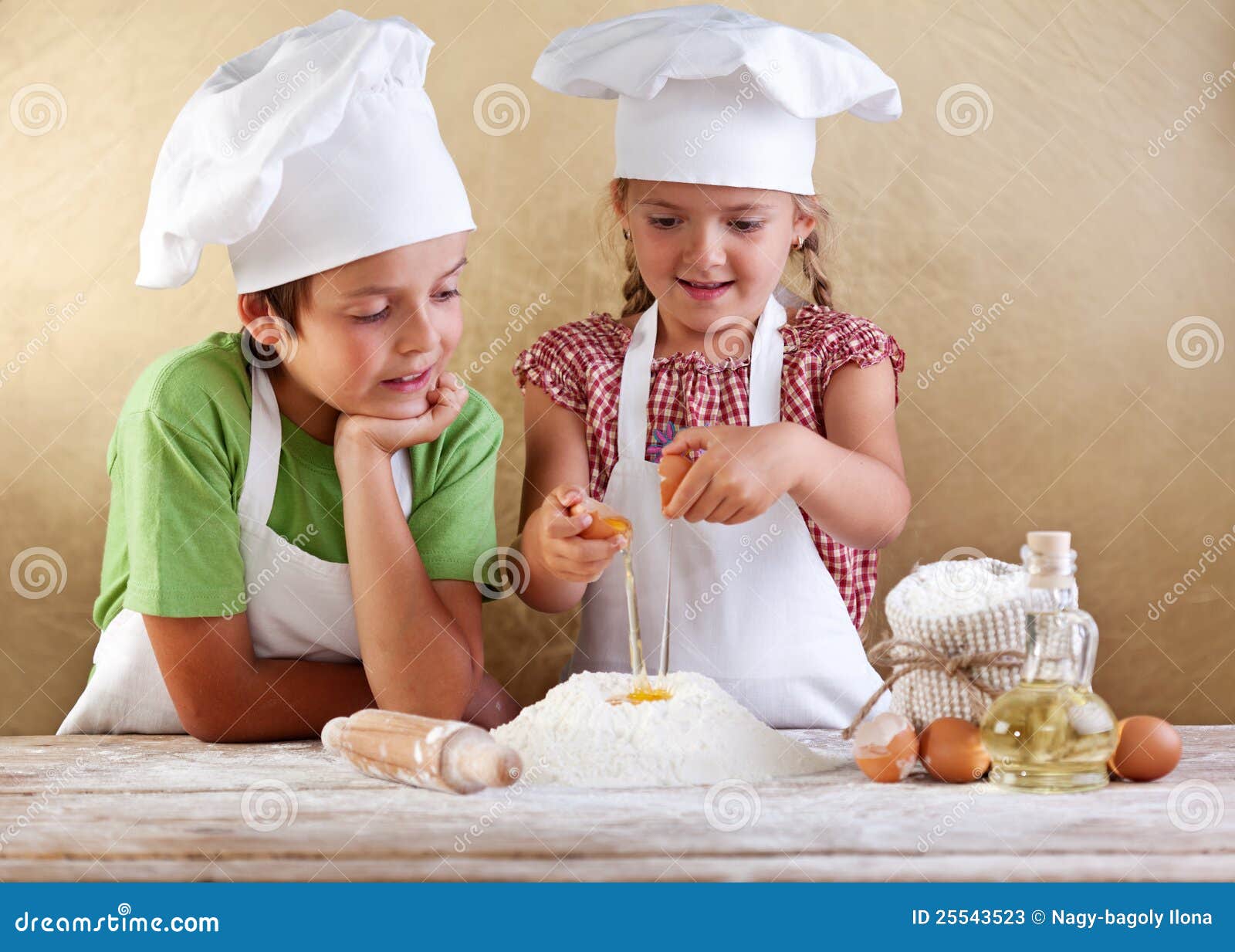 Kids preparing a cake stock image. Image of girl, breaking - 25543523