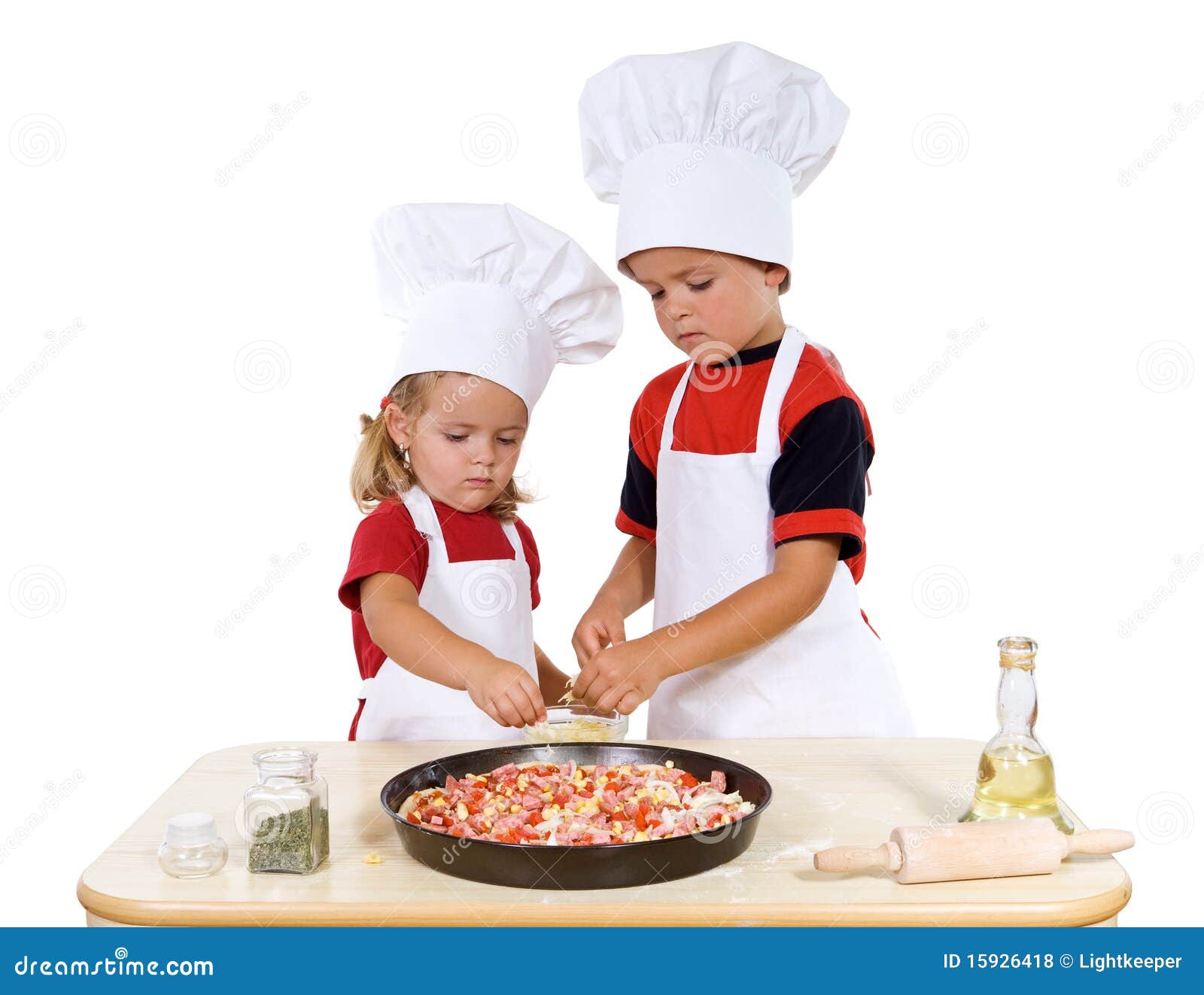 Kids preparing a pizza stock photo. Image of enjoy, cook - 15926418
