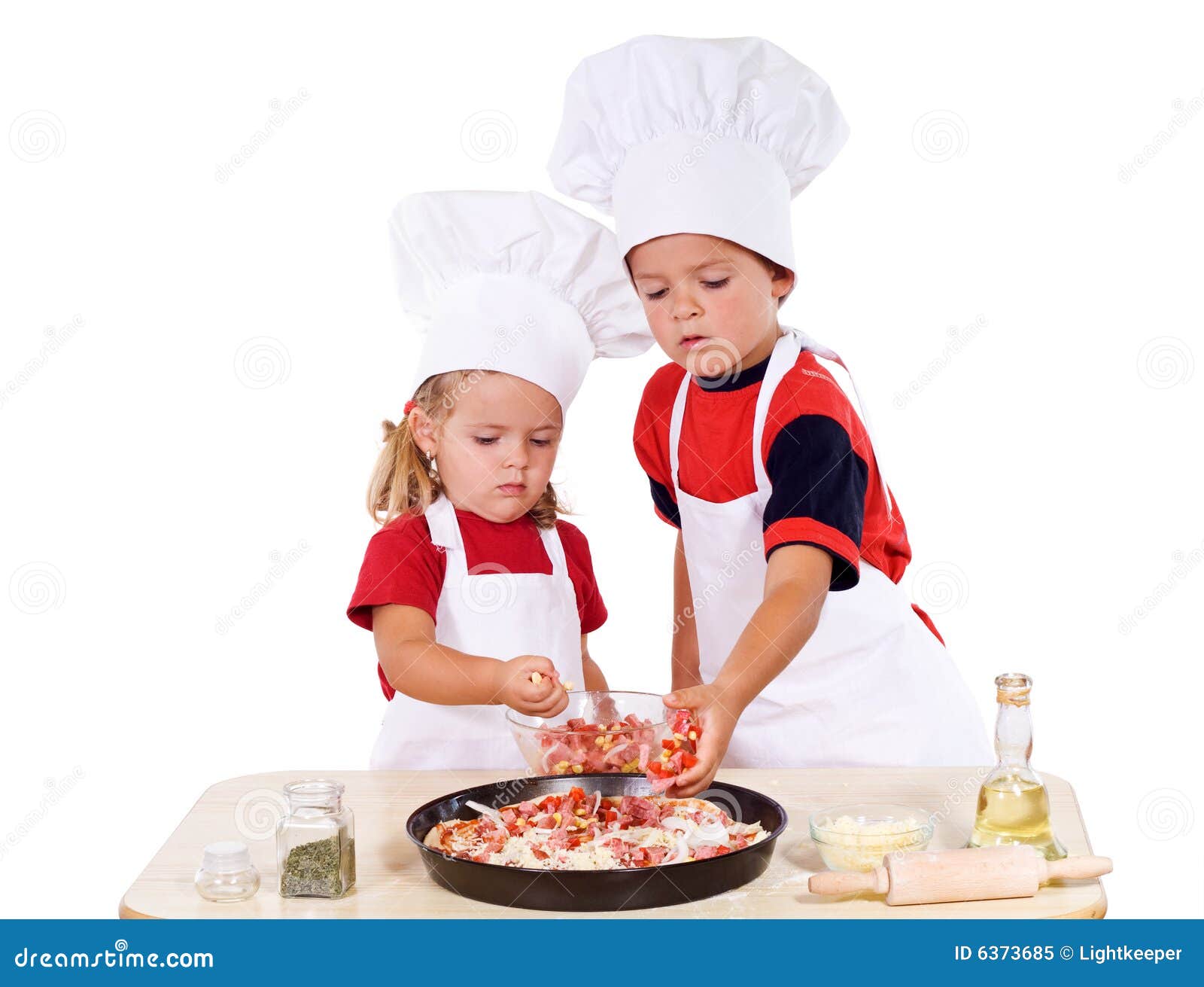 Kids preparing pizza stock image. Image of kids, girl - 6373685