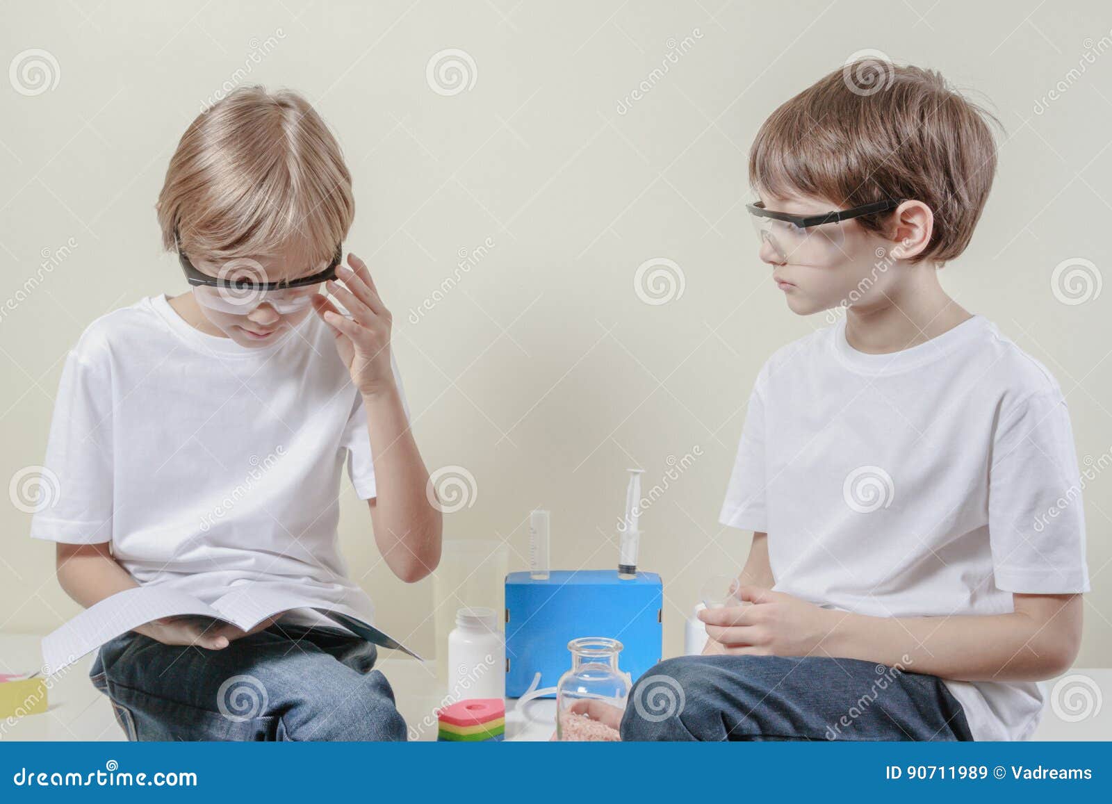 Kids Preparing To Make Science Experiments. Education Concept. Stock ...