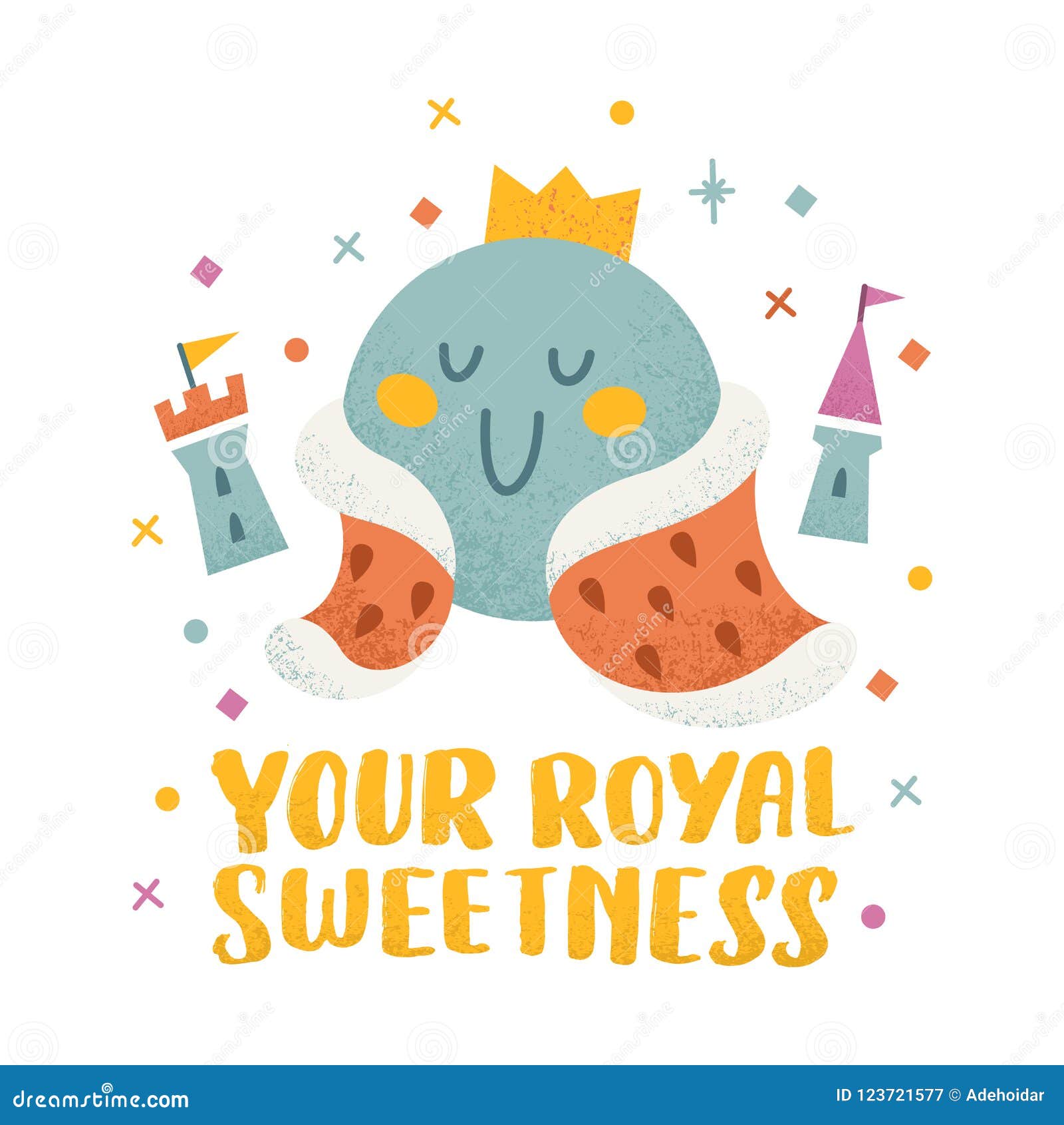 Kids Print Illustration. Funny Cute King Character. Vector Illustration ...