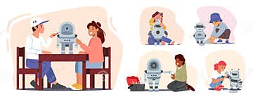 Kids Programming and Creating Robots in Class. Engineering for Kids ...