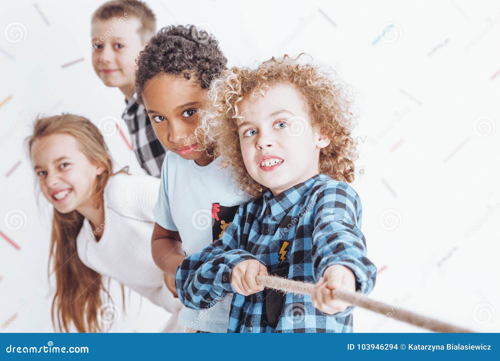 Kids pulling a rope stock photo. Image of cute, brothers - 103946294