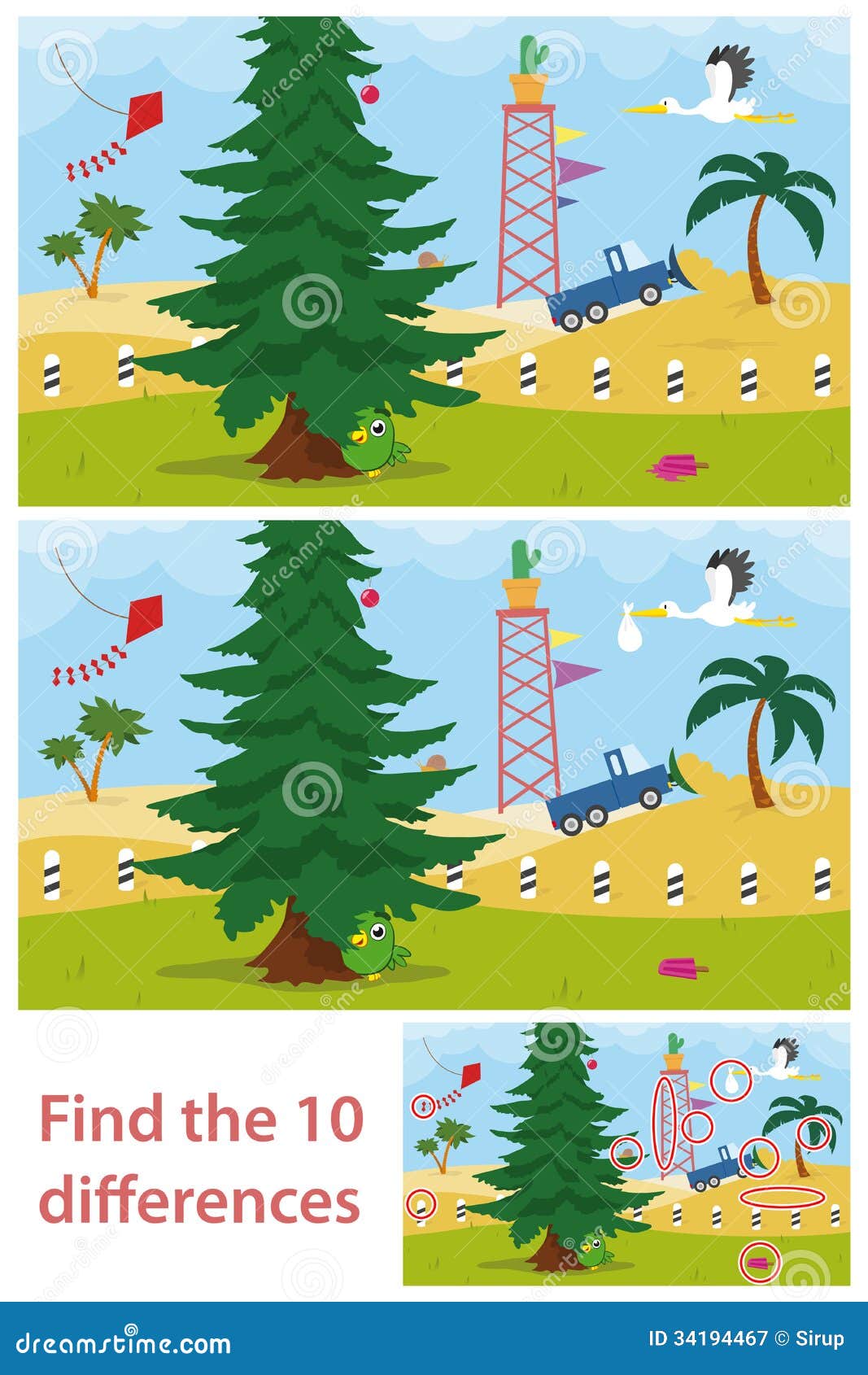 Kids Puzzle of a Desert Tree Difference Stock Vector - Illustration of ...