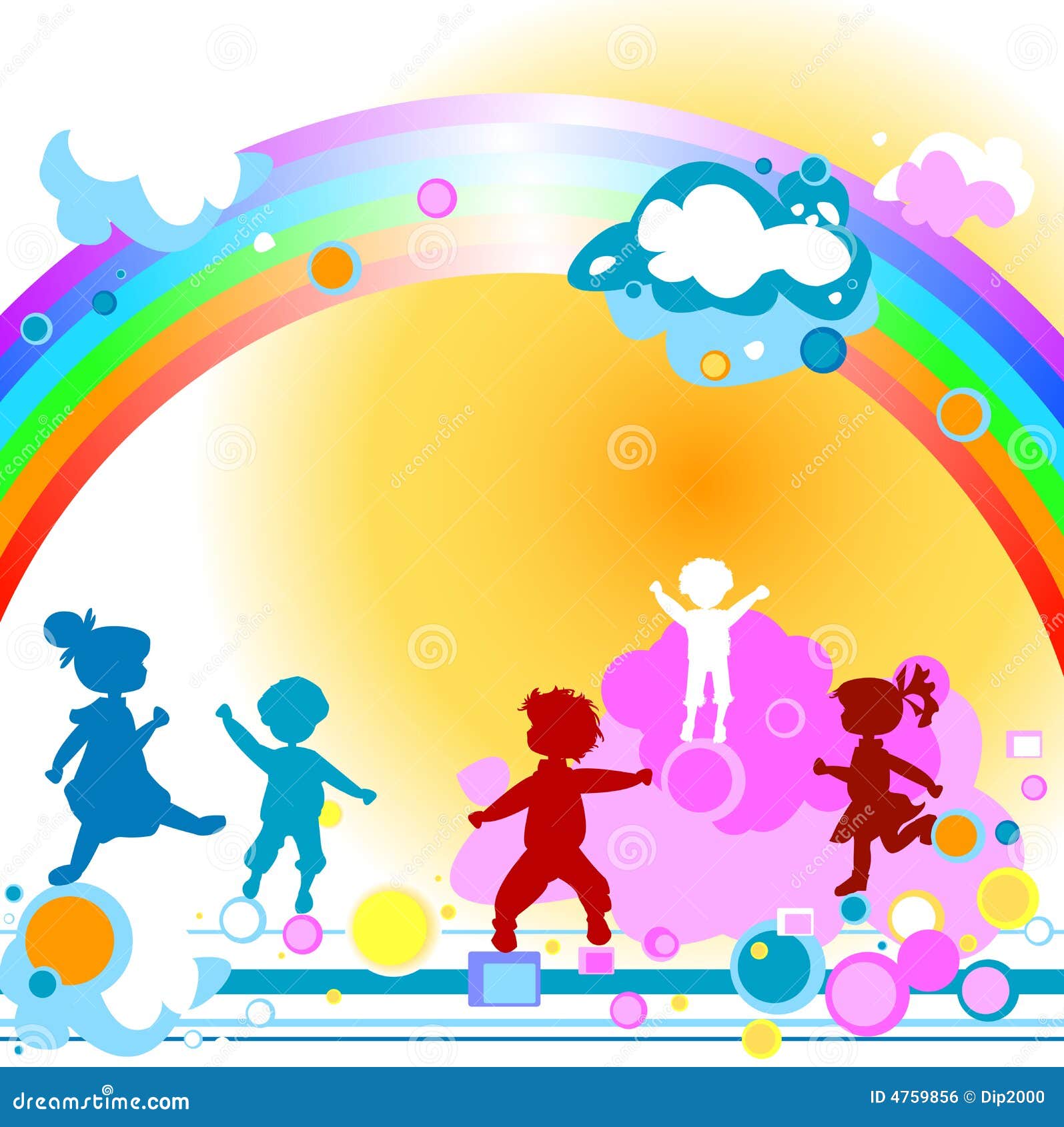 Kids and rainbow stock vector. Illustration of rainbow - 4759856
