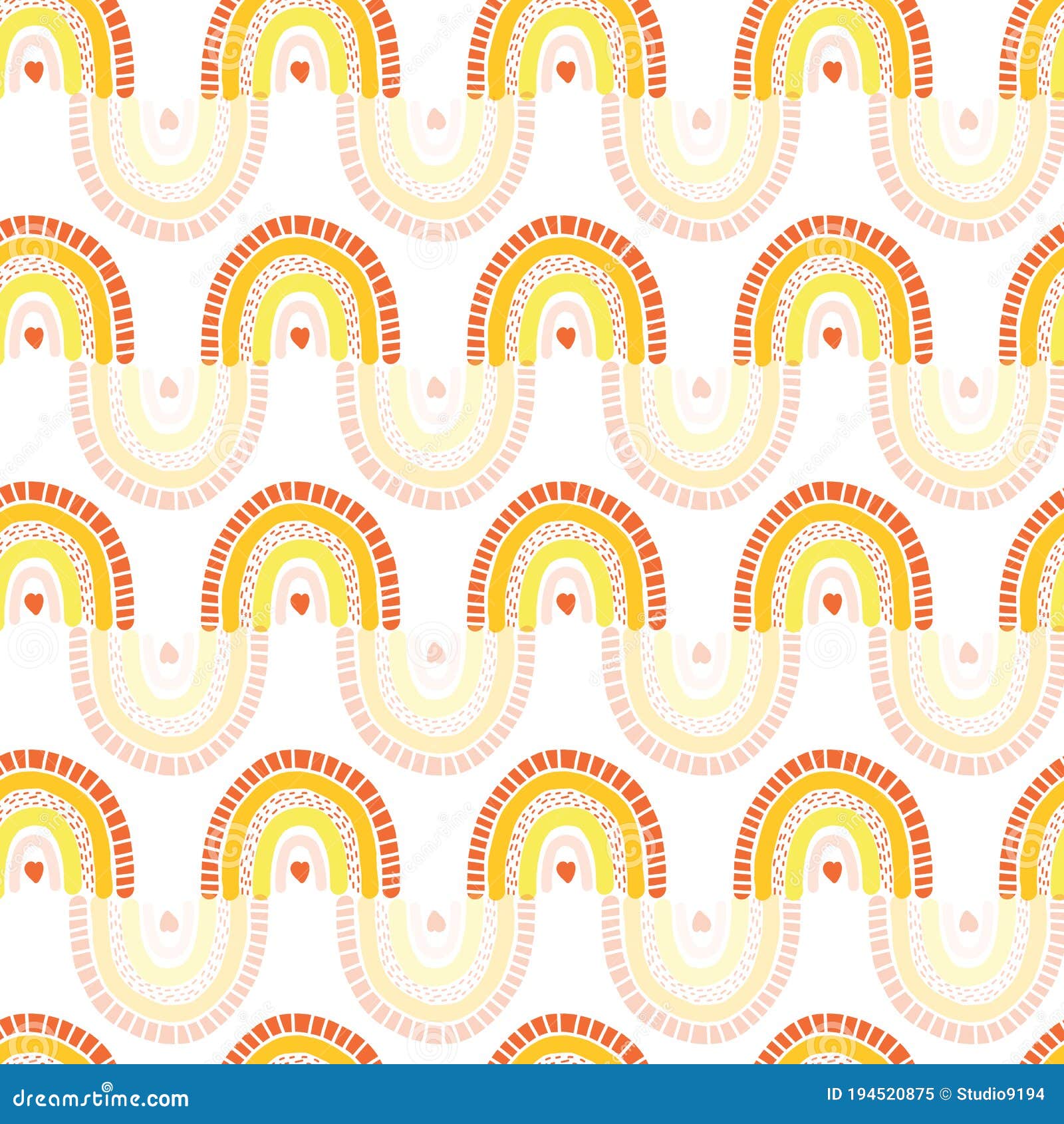 Kids Rainbow Seamless Vector Pattern. Repeating Hand Drawn Vector ...