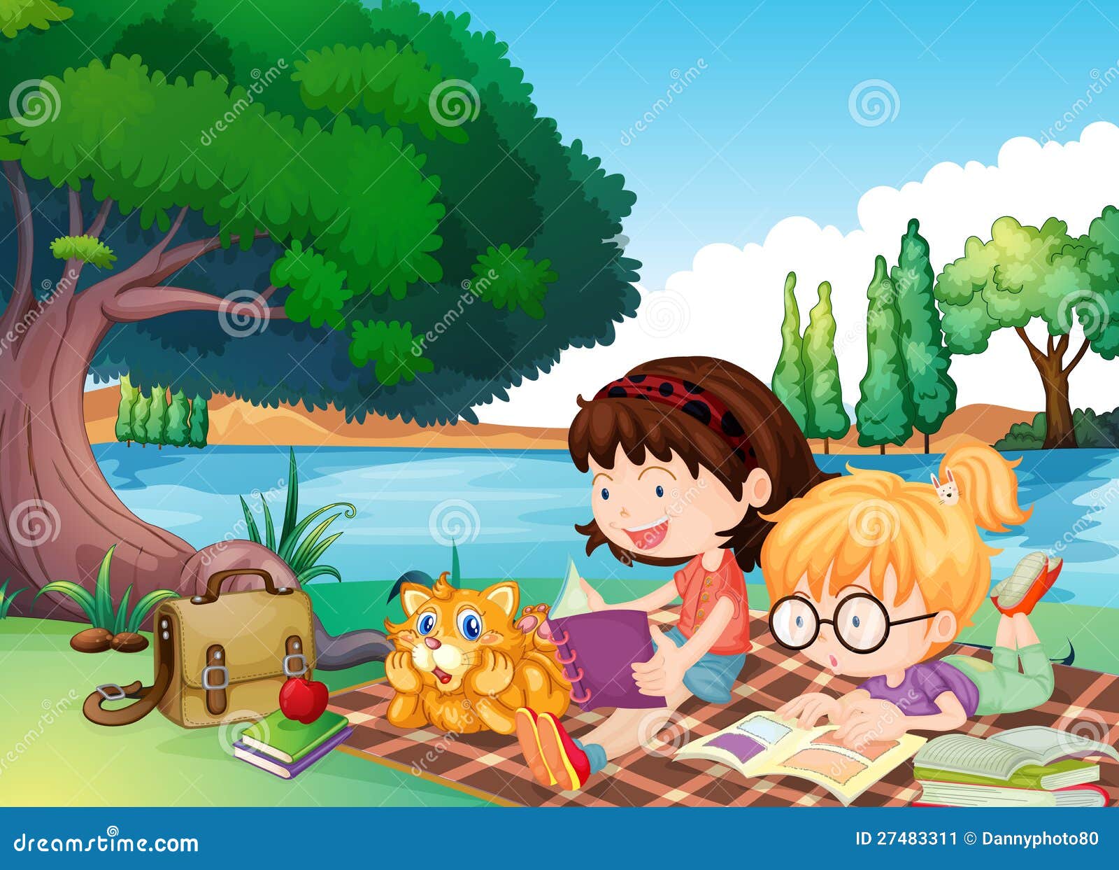 Kids reading stock illustration. Illustration of books - 27483311