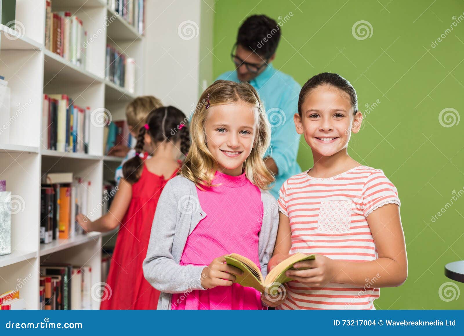 Kids Reading Book in Library Stock Photo - Image of innocence ...