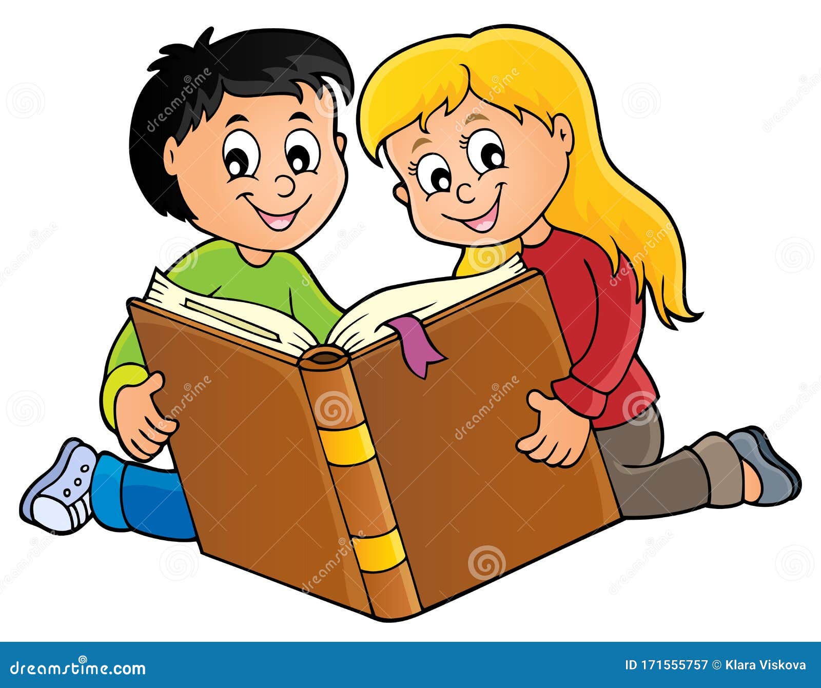 Kids reading book theme 1 stock vector. Illustration of artwork - 171555757
