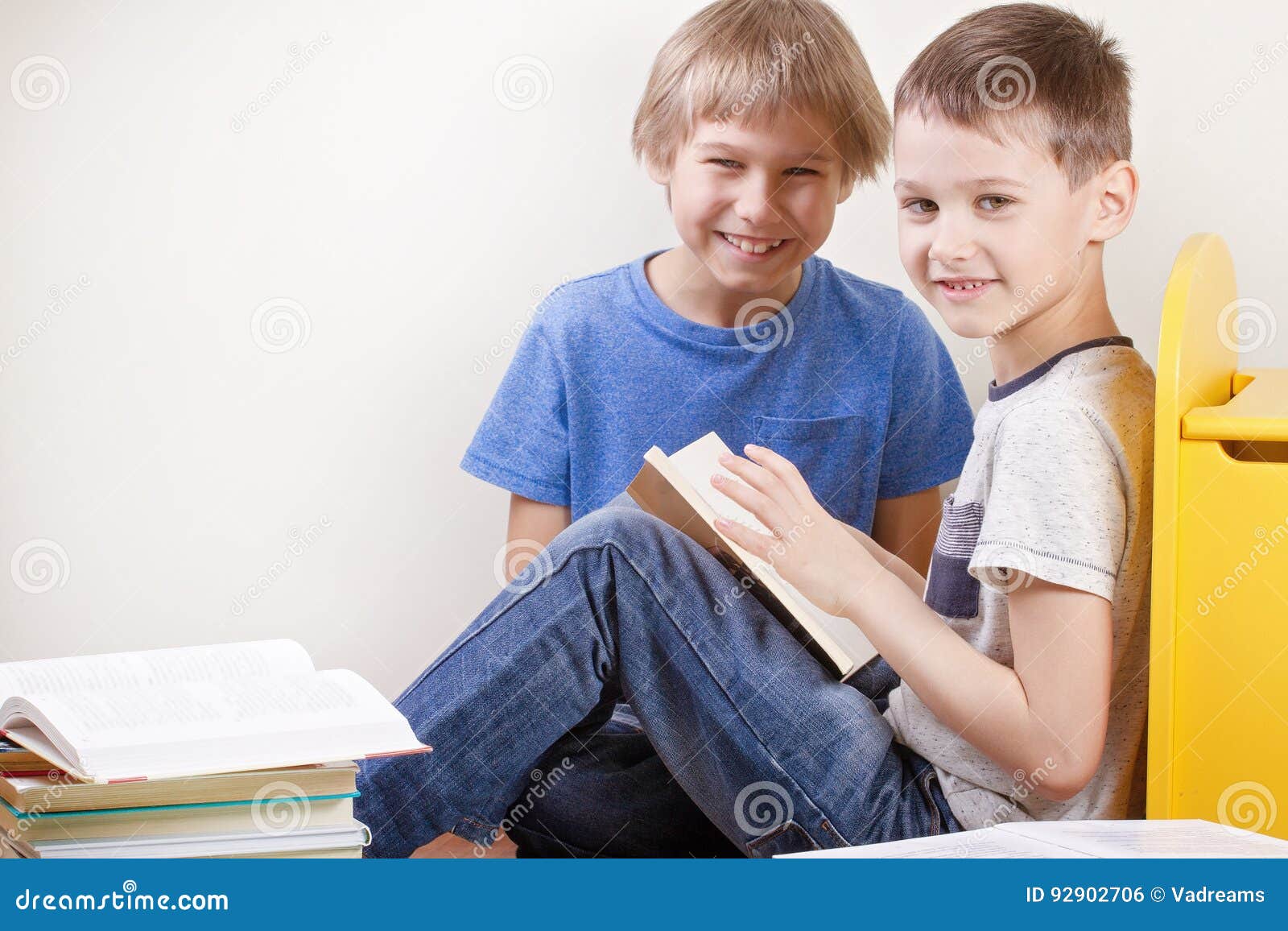 Kids reading books at home stock photo. Image of learn - 92902706
