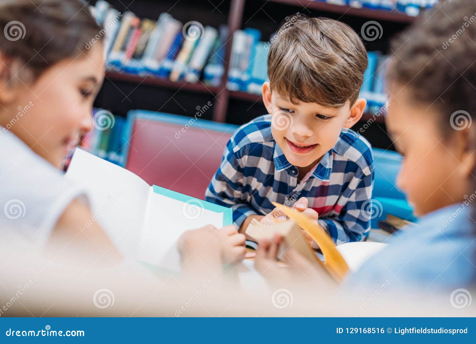 Cute Little Kids Reading Books Stock Photo - Image of male, learn ...