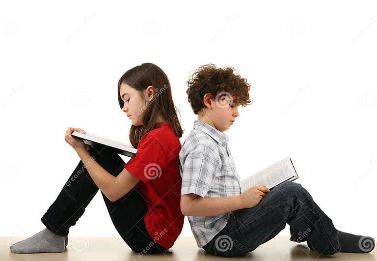 Kids reading at home stock photo. Image of copybook, homework - 7732568