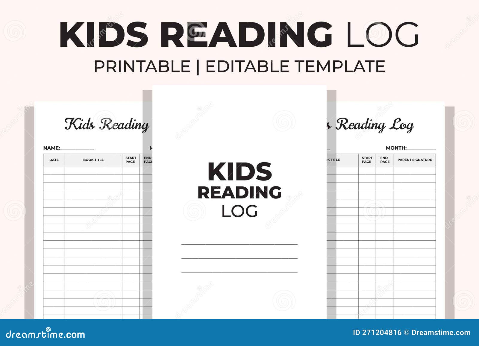 Kids Reading Log KDP Interior Stock Vector - Illustration of upload ...