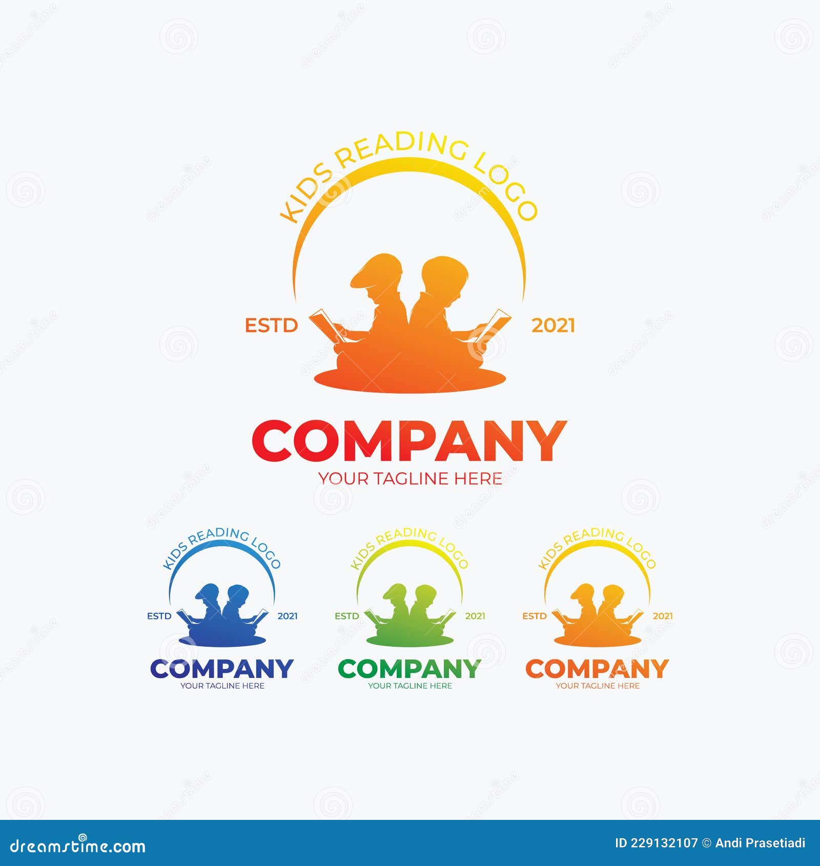 Kids Reading Logo Designs Inspiration Stock Vector - Illustration of ...