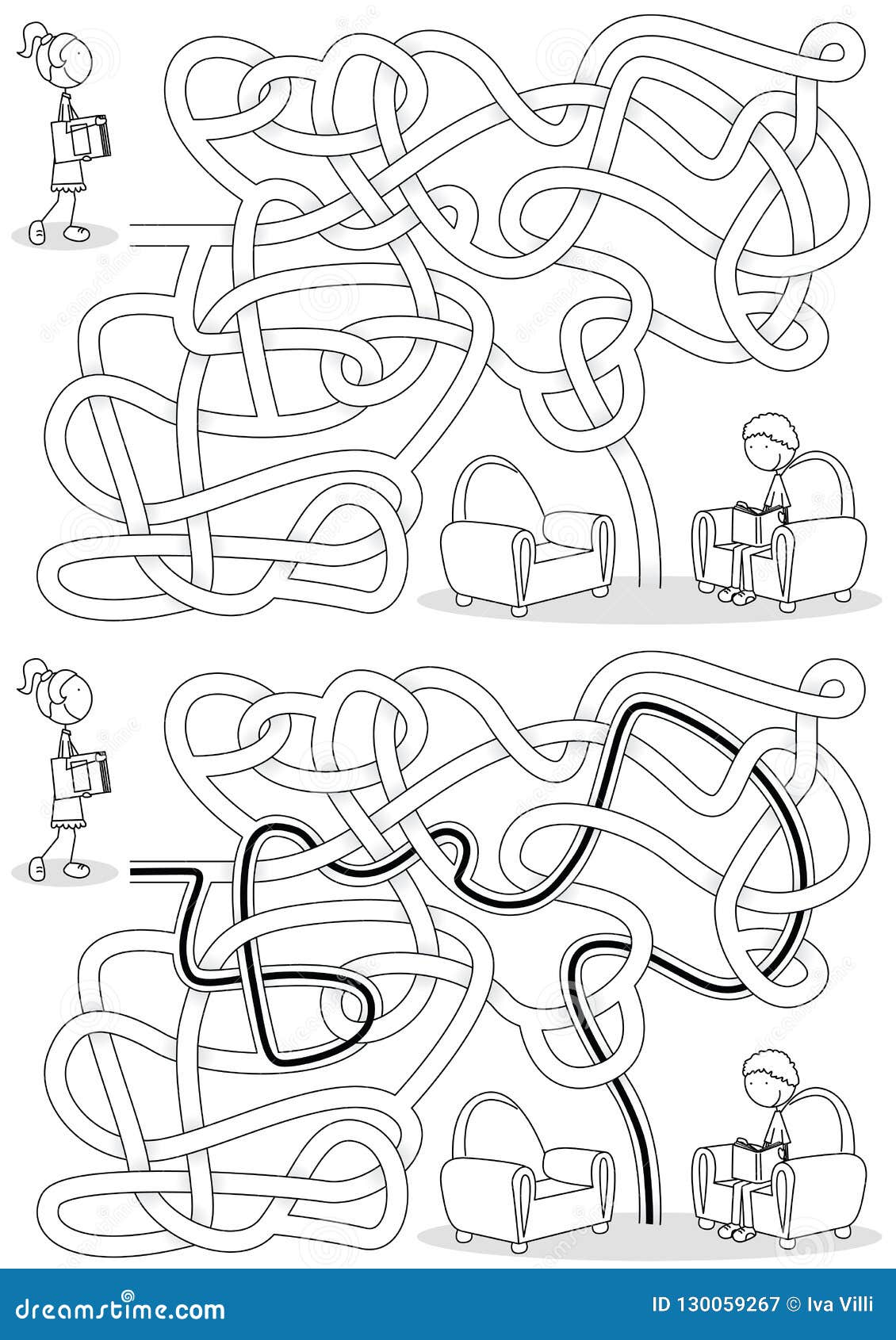 Kids reading maze stock vector. Illustration of black - 130059267