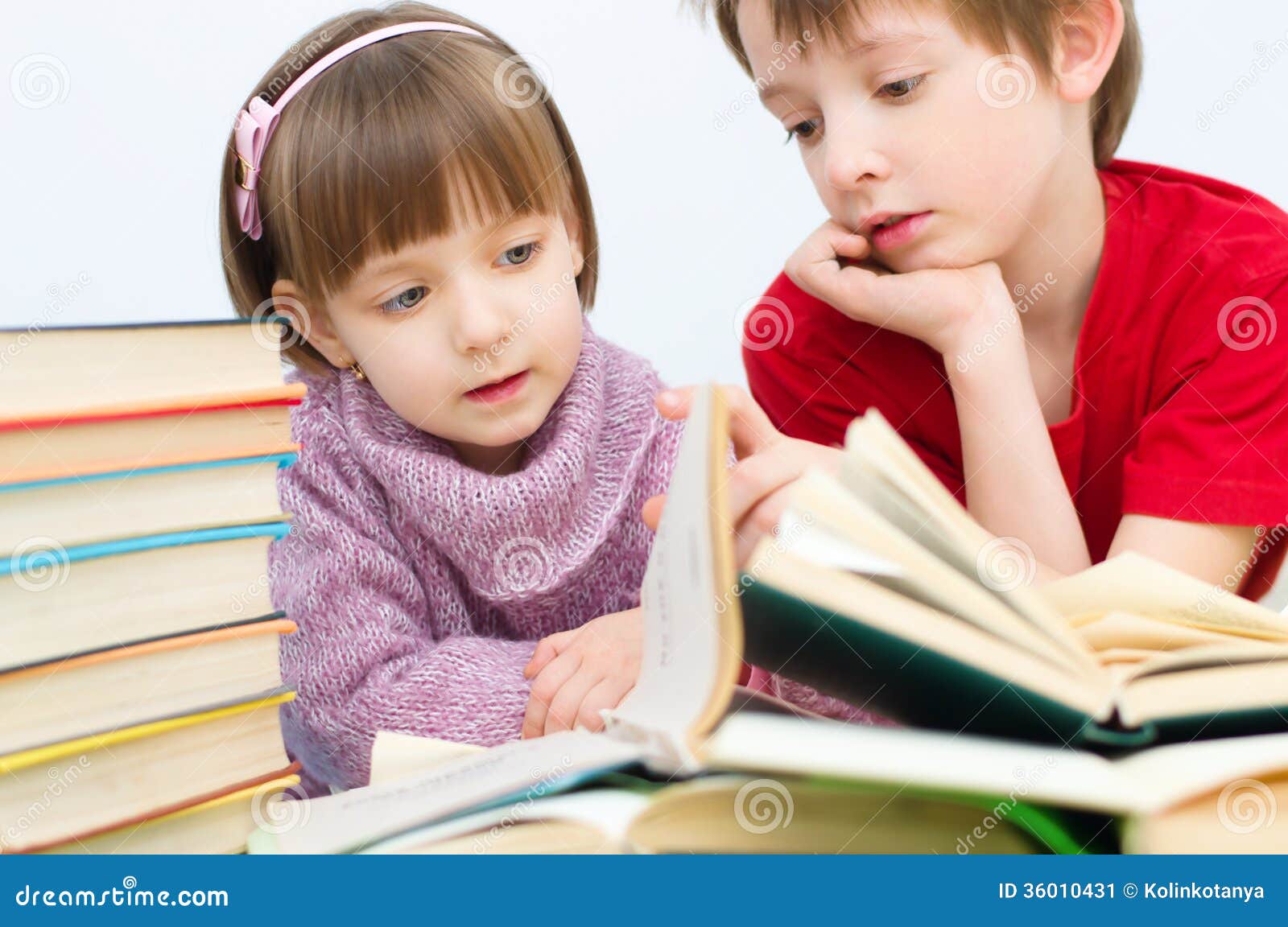 Kids reading stock image. Image of brother, female, preschooler - 36010431