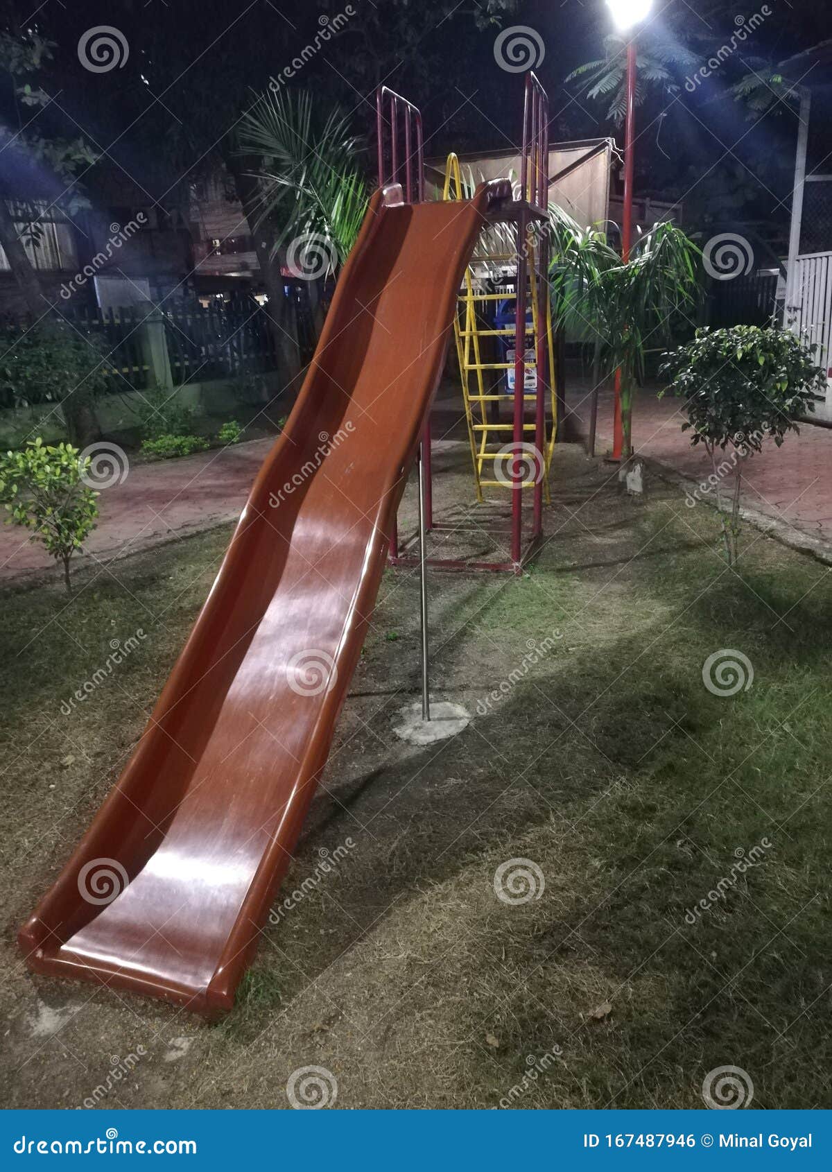 Kids Recreation Colorful Slide in a Park Stock Photo - Image of slide ...