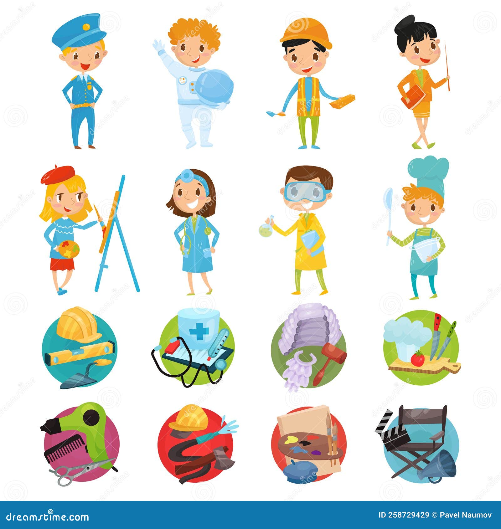 Kids Representing Different Profession Wearing Uniform and Professional ...