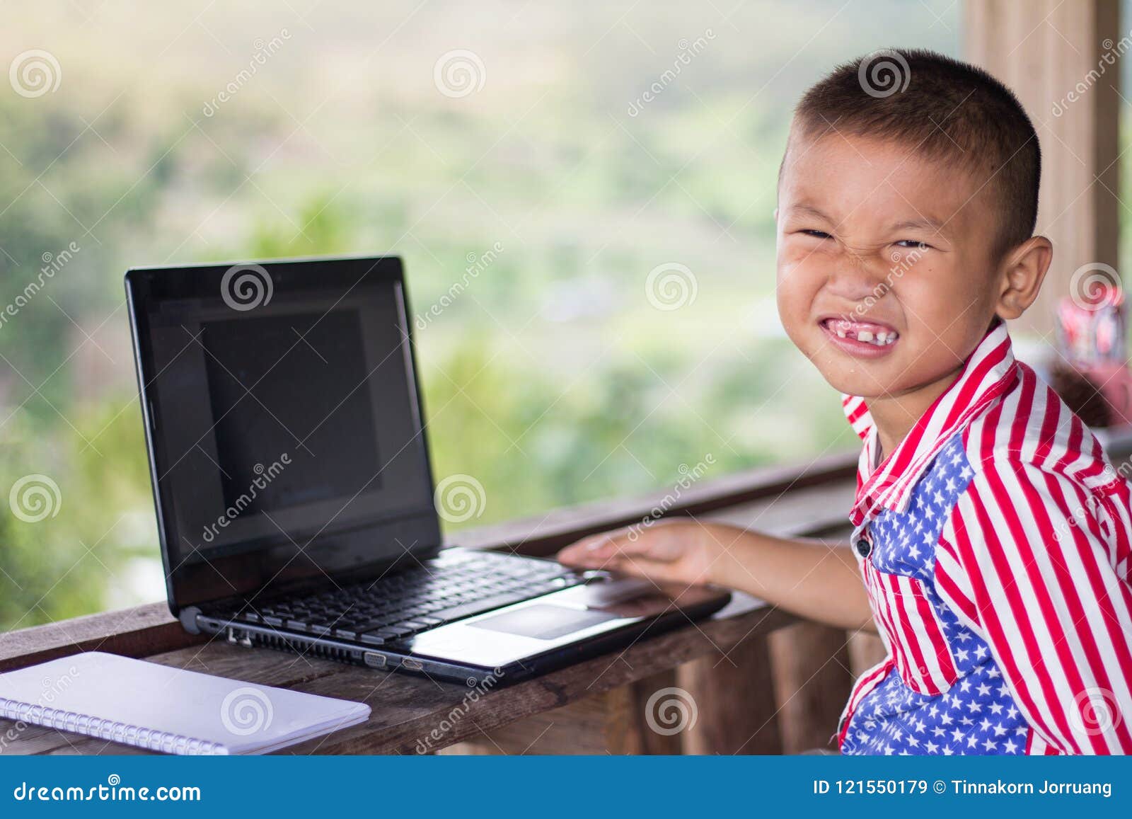 Kids are Researching the Internet and Old Laptops.Educational Co Stock ...