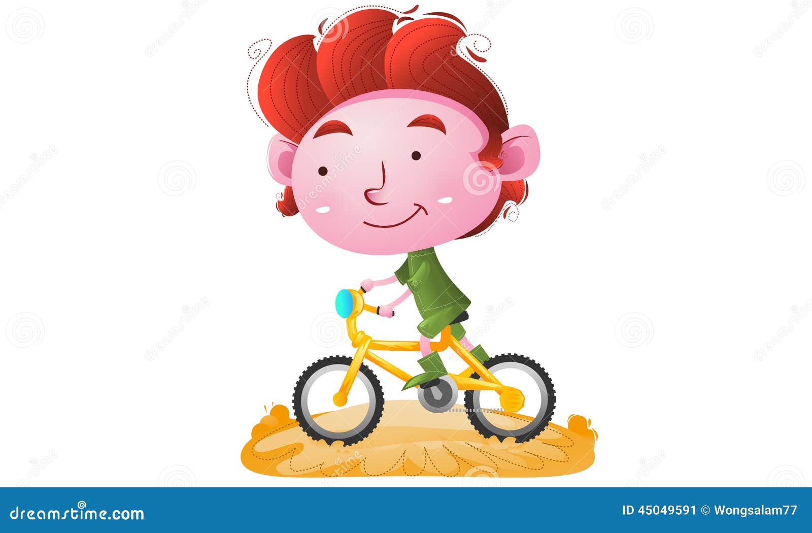 Kids Riding A Bike Cartoon Vector | CartoonDealer.com #45049591