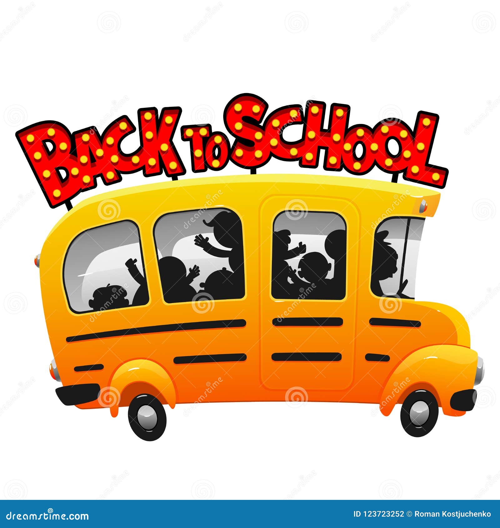Kids Riding on Cartoon Fun School Bus Stock Vector - Illustration of ...