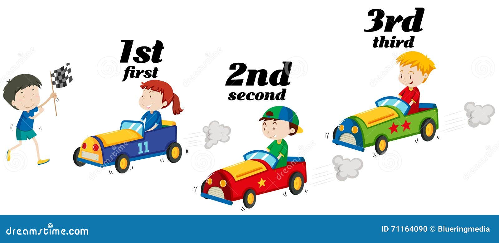 Kids Riding Racing Car in a Race Stock Vector - Illustration of child ...