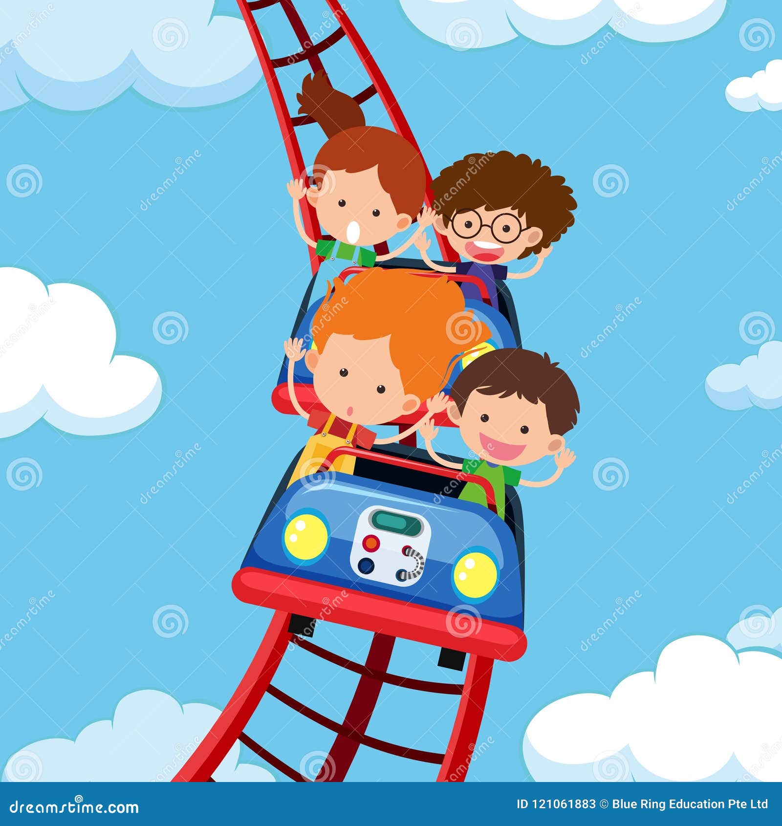 Kids riding roller coaster stock vector. Illustration of carnival ...