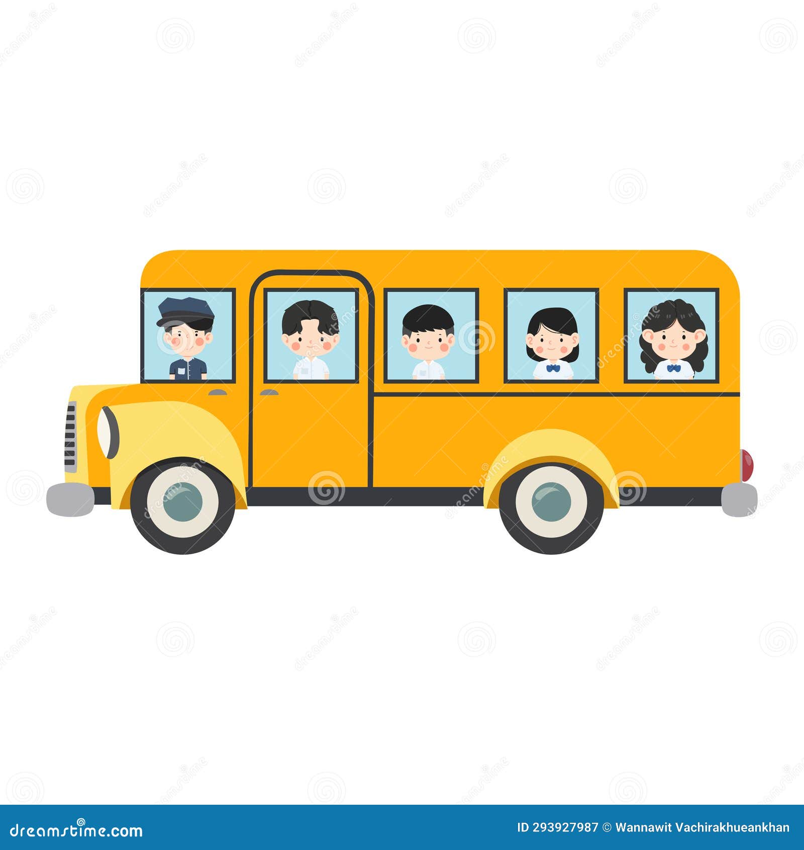 Kids Riding Schoolbus Transportation Education Stock Vector ...
