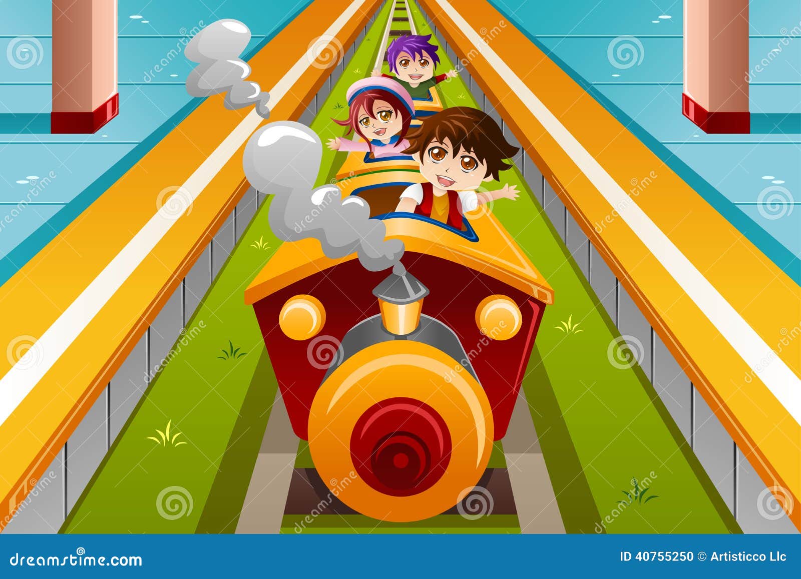 Kids riding a train stock vector. Illustration of locomotive - 40755250