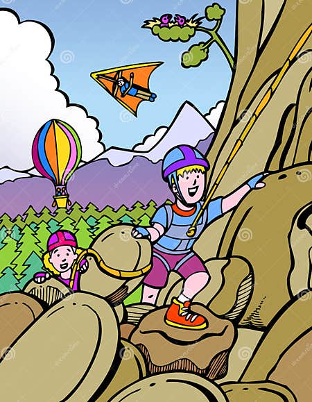 Kids rock climbing stock vector. Illustration of cartoon - 9437384