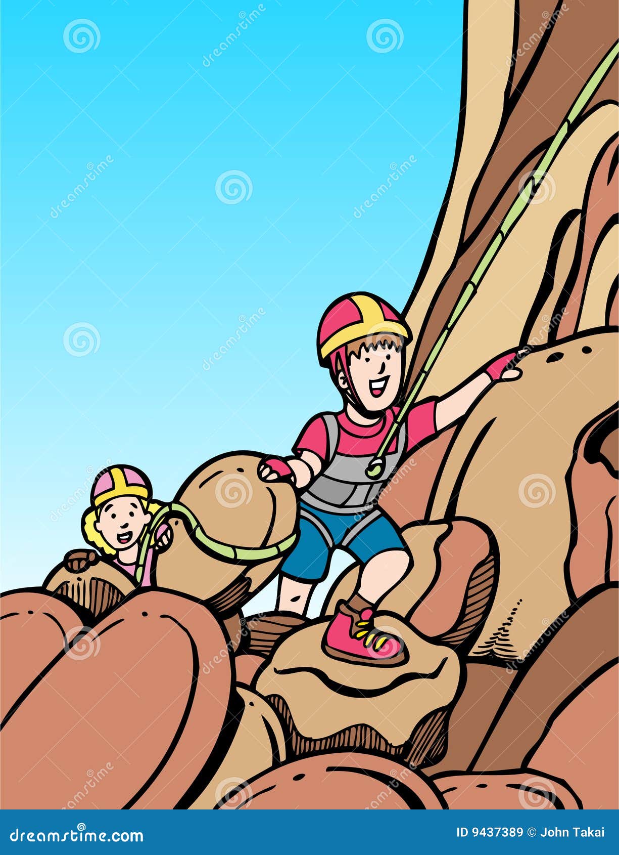 Kids rock climbing stock vector. Illustration of mountain - 9437389