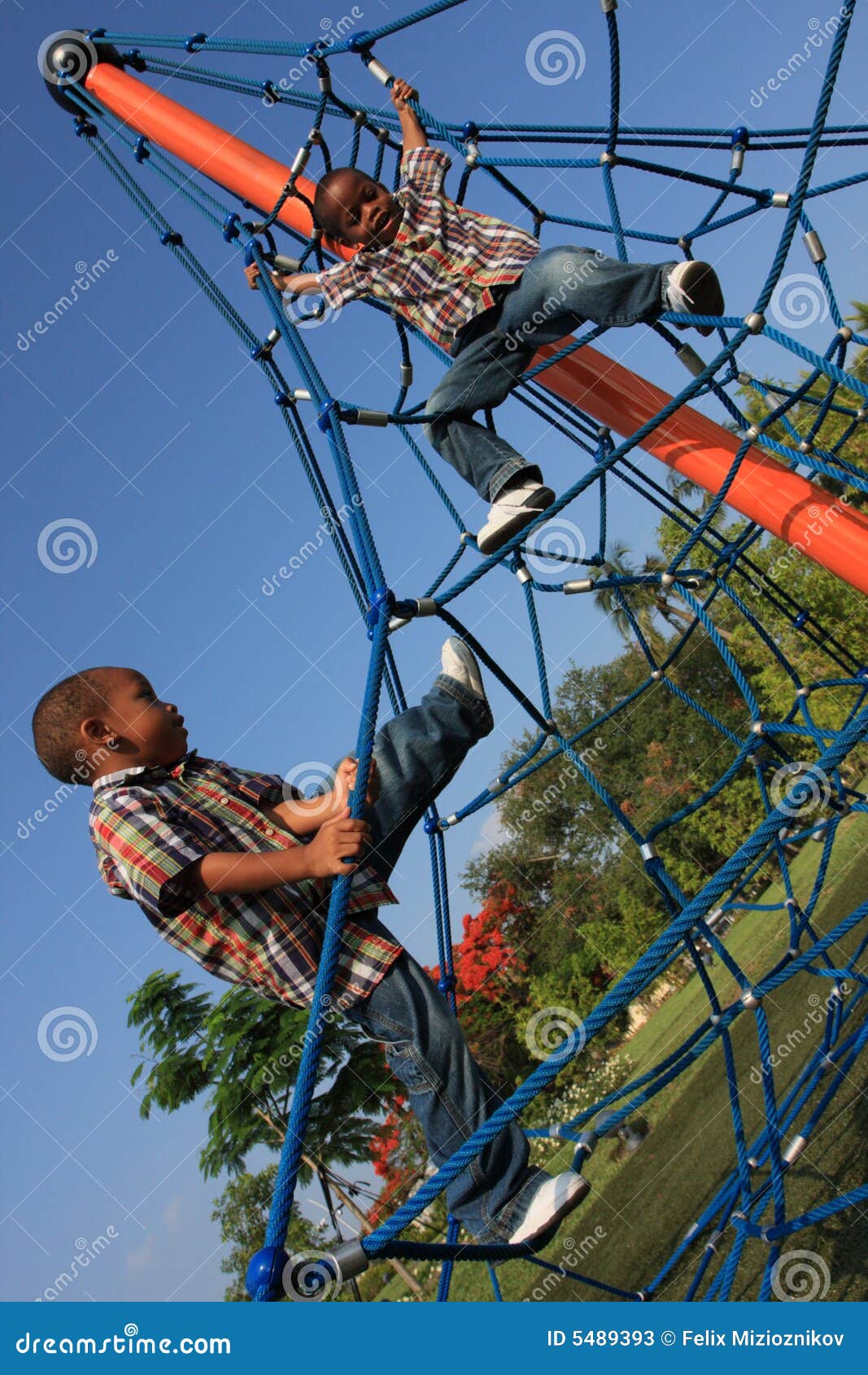 Kids on Ropes stock image. Image of dressed, boys, outside - 5489393