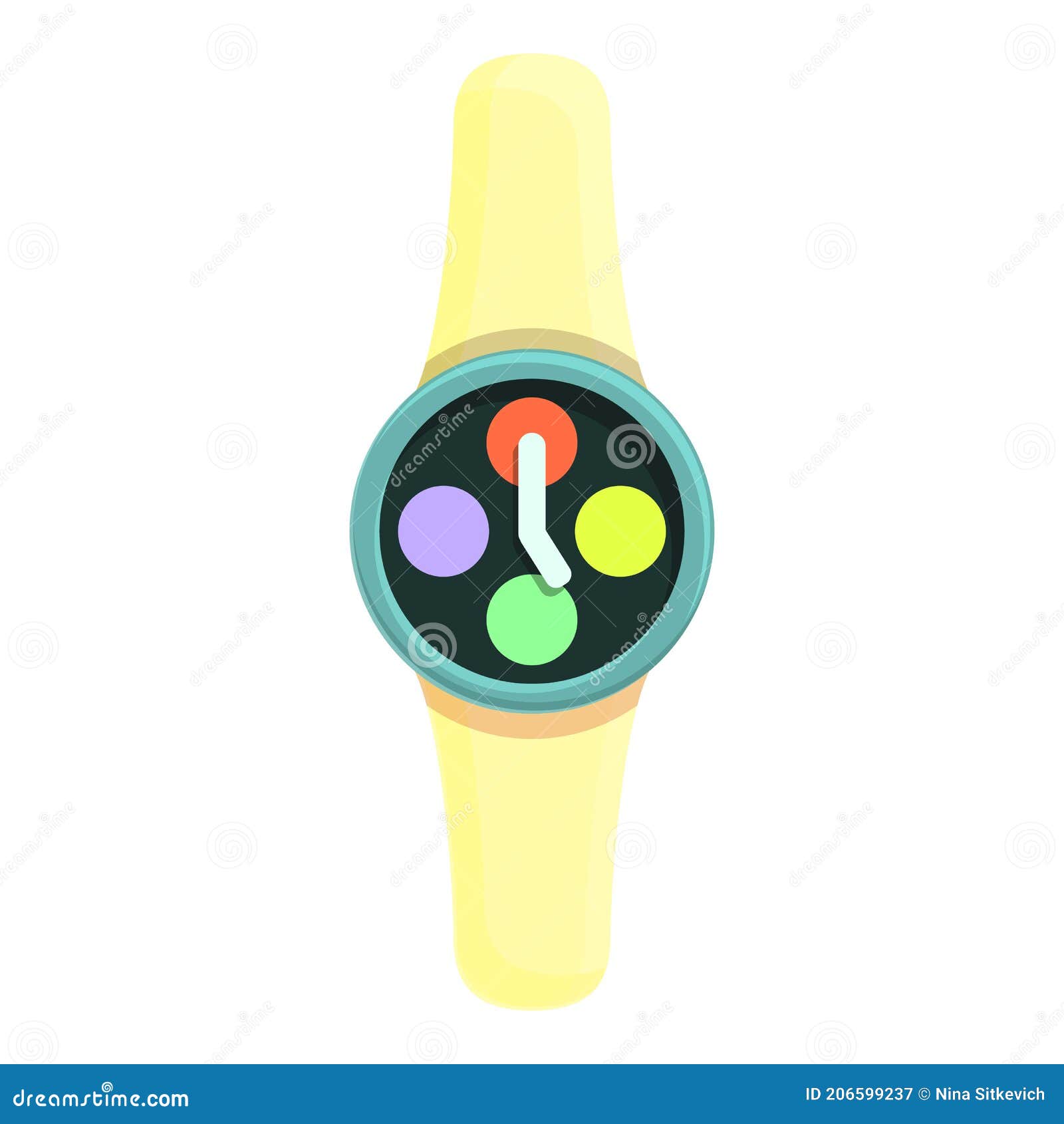 Kids Round Smart Clock Icon, Cartoon Style Stock Illustration ...