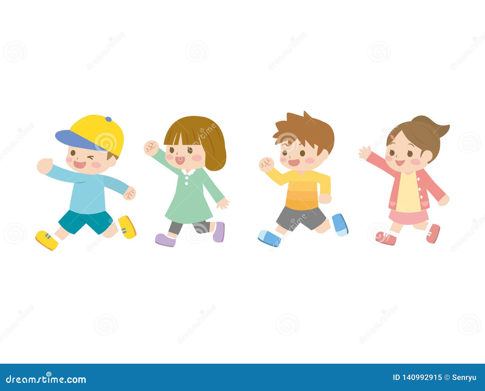 Kids run stock vector. Illustration of boys, walk, brother - 140992915