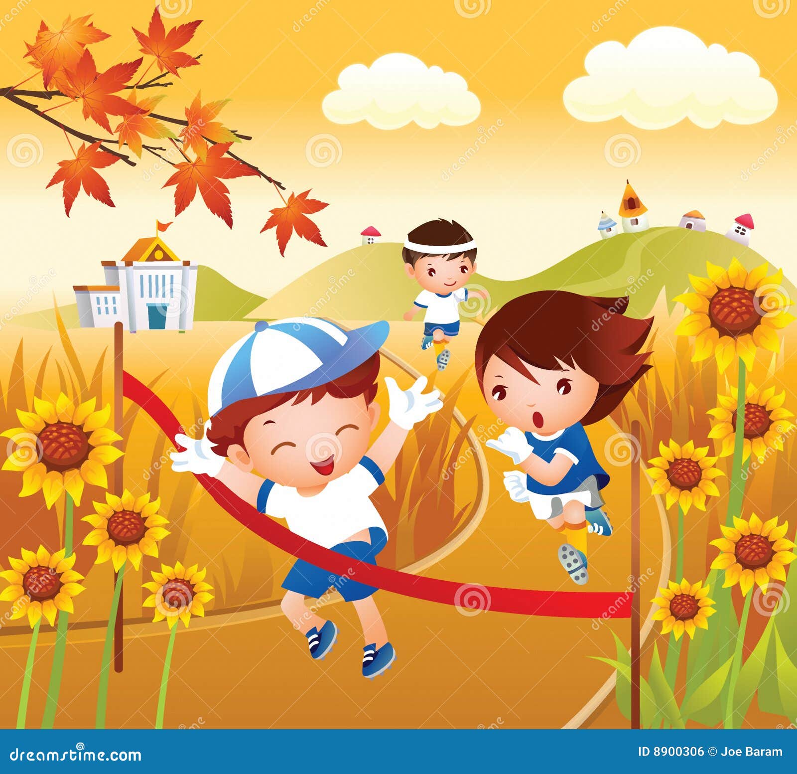 Kids running stock illustration. Illustration of background - 8900306