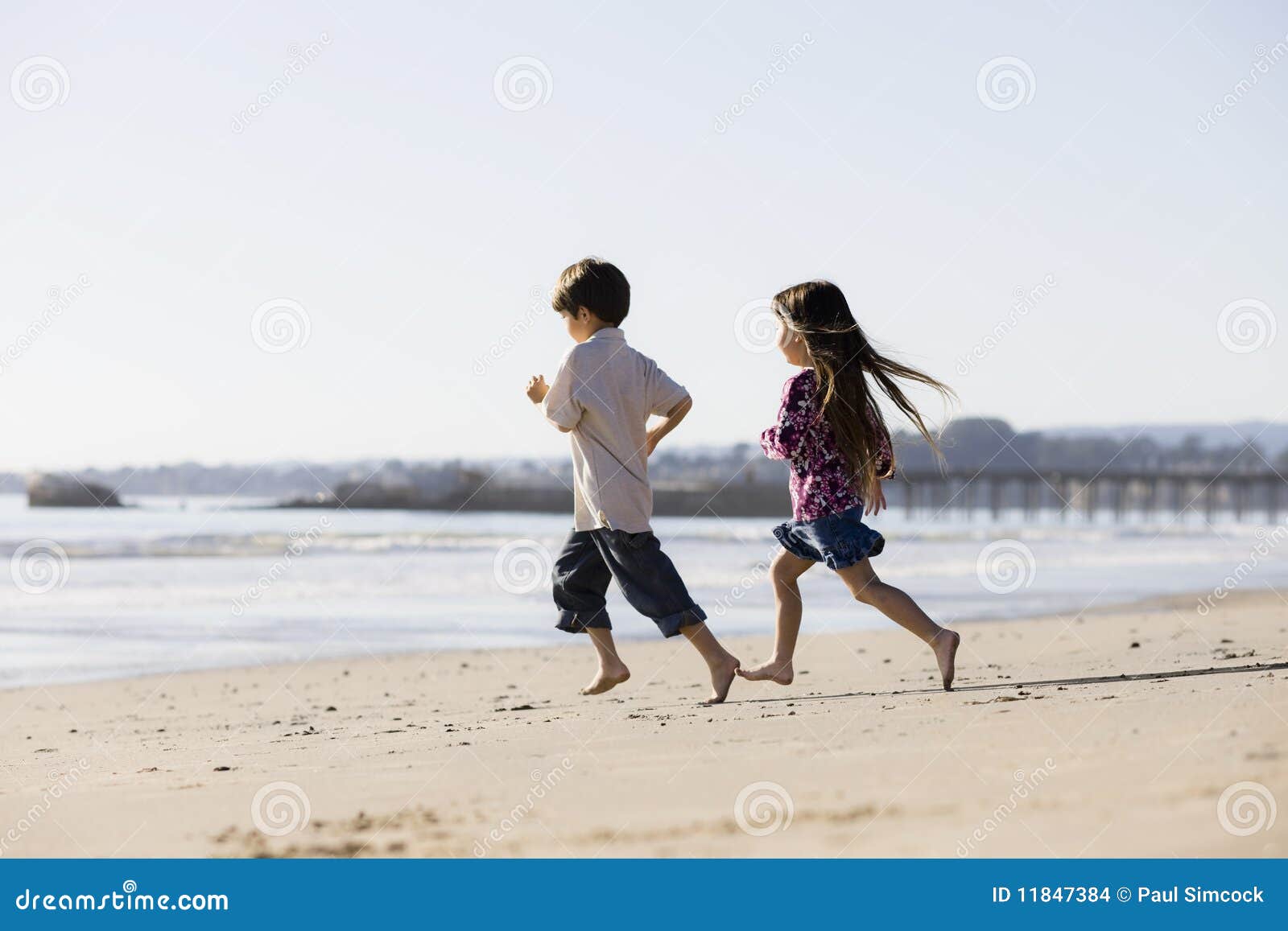 Kids Running on Beach stock photo. Image of childhood - 11847384
