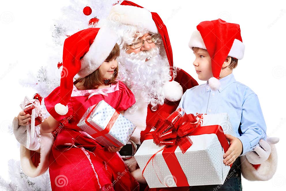 Kids with santa stock photo. Image of people, happiness - 17148740