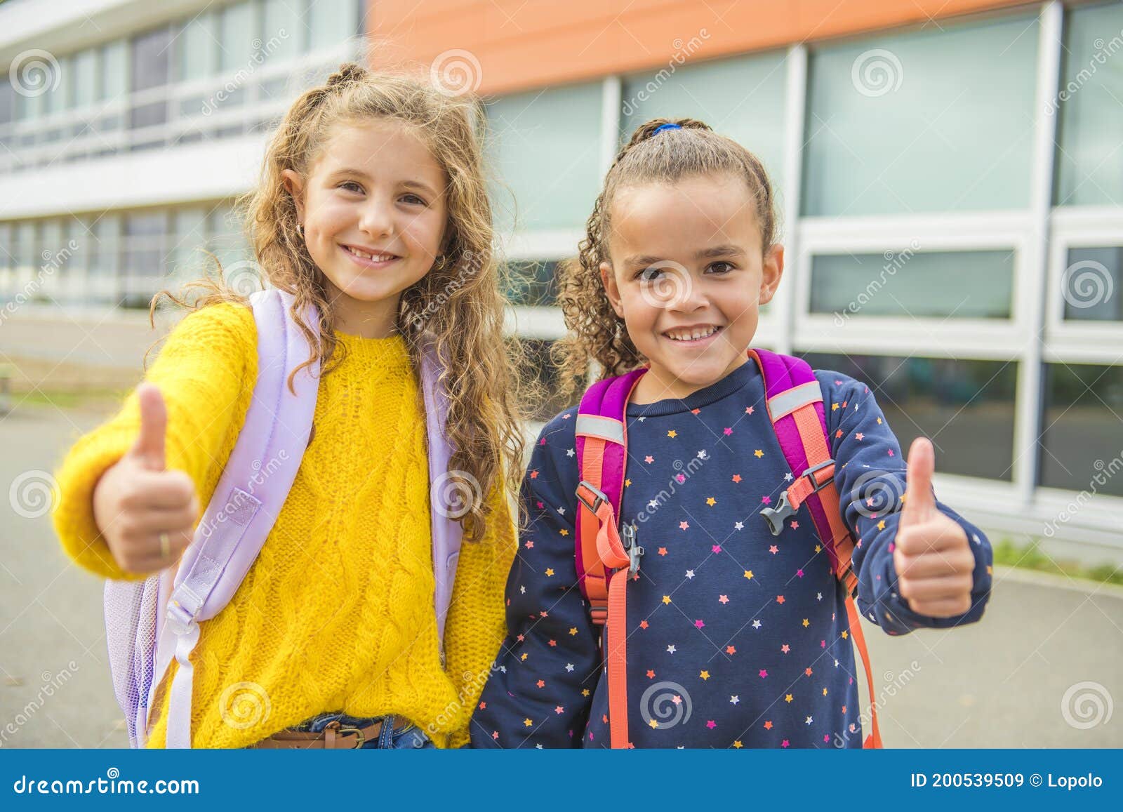 Group of Kids on the School Background Having Fun Stock Image - Image ...