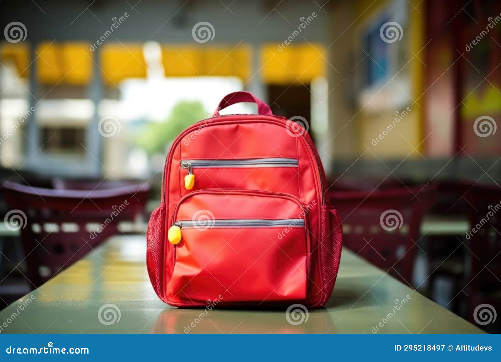 Kids School Bag on a Table, Signaling First Day at School Stock Image ...