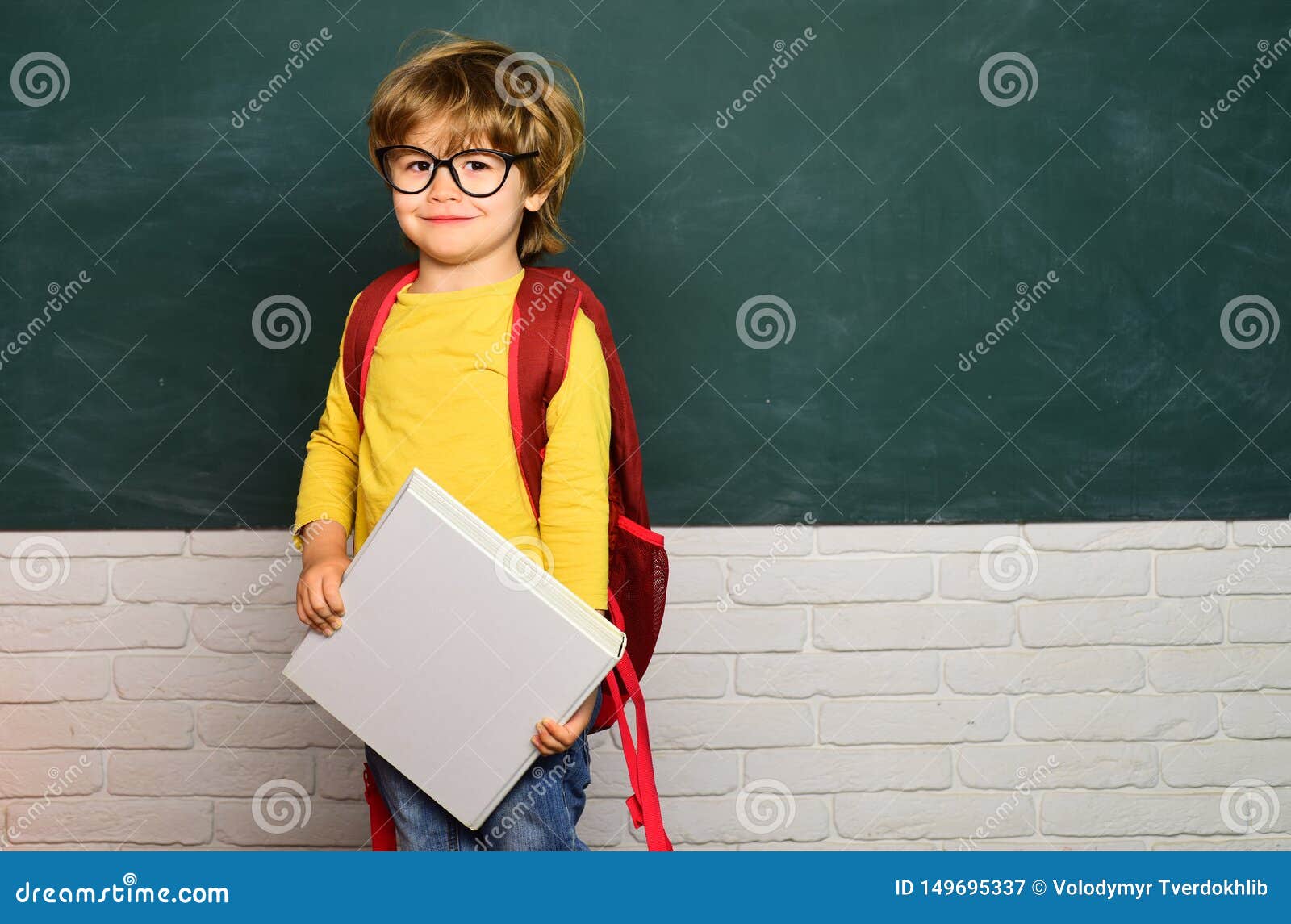 Kids School. Boy from Elementary School at the School Yard. Happy Mood ...